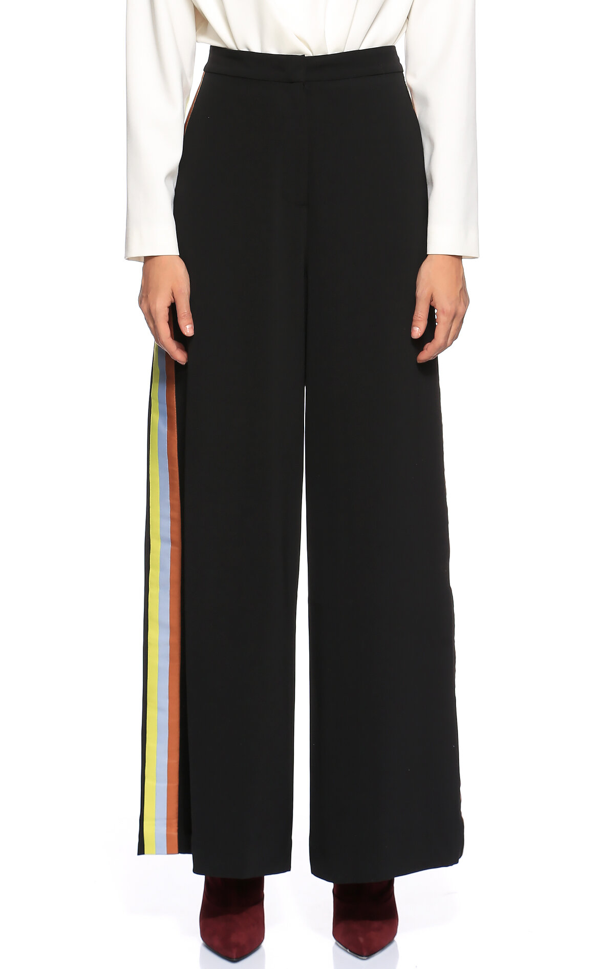 Samsoe&Samsoe-Samsoe&Samsoe Geniş Kesim Yüksel Bel Siyah Pantolon