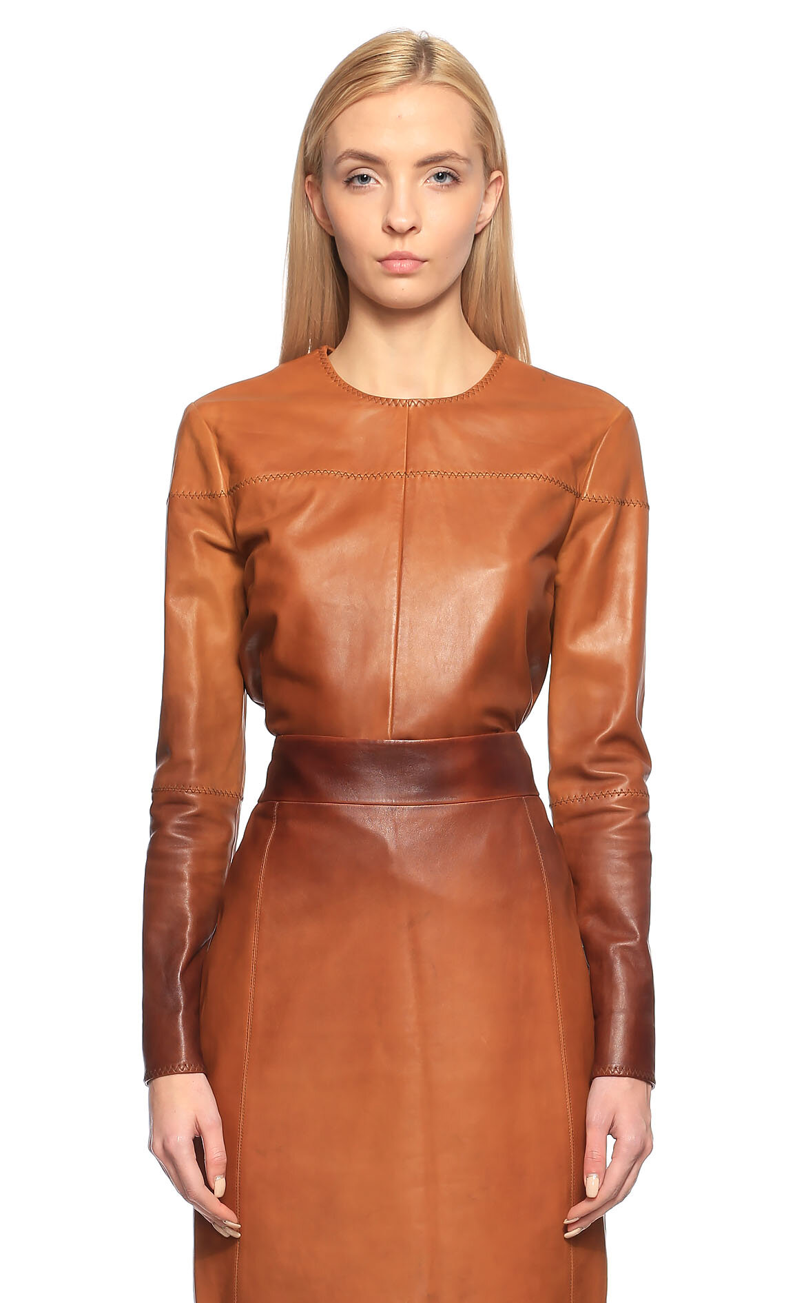 Tom Ford-Tom Ford Kahverengi Deri Bluz