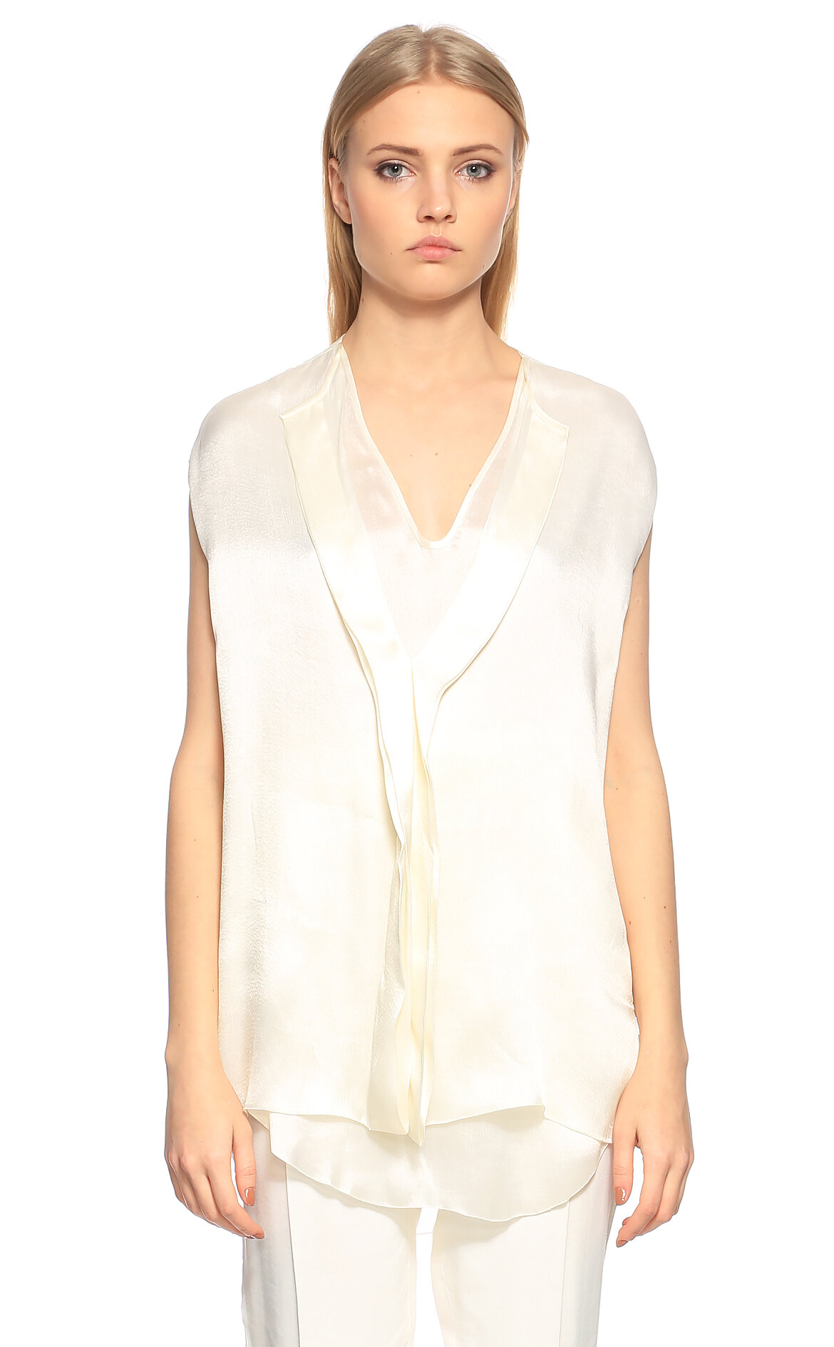 Lanvin-Lanvin V Yaka Ekru T-Shirt