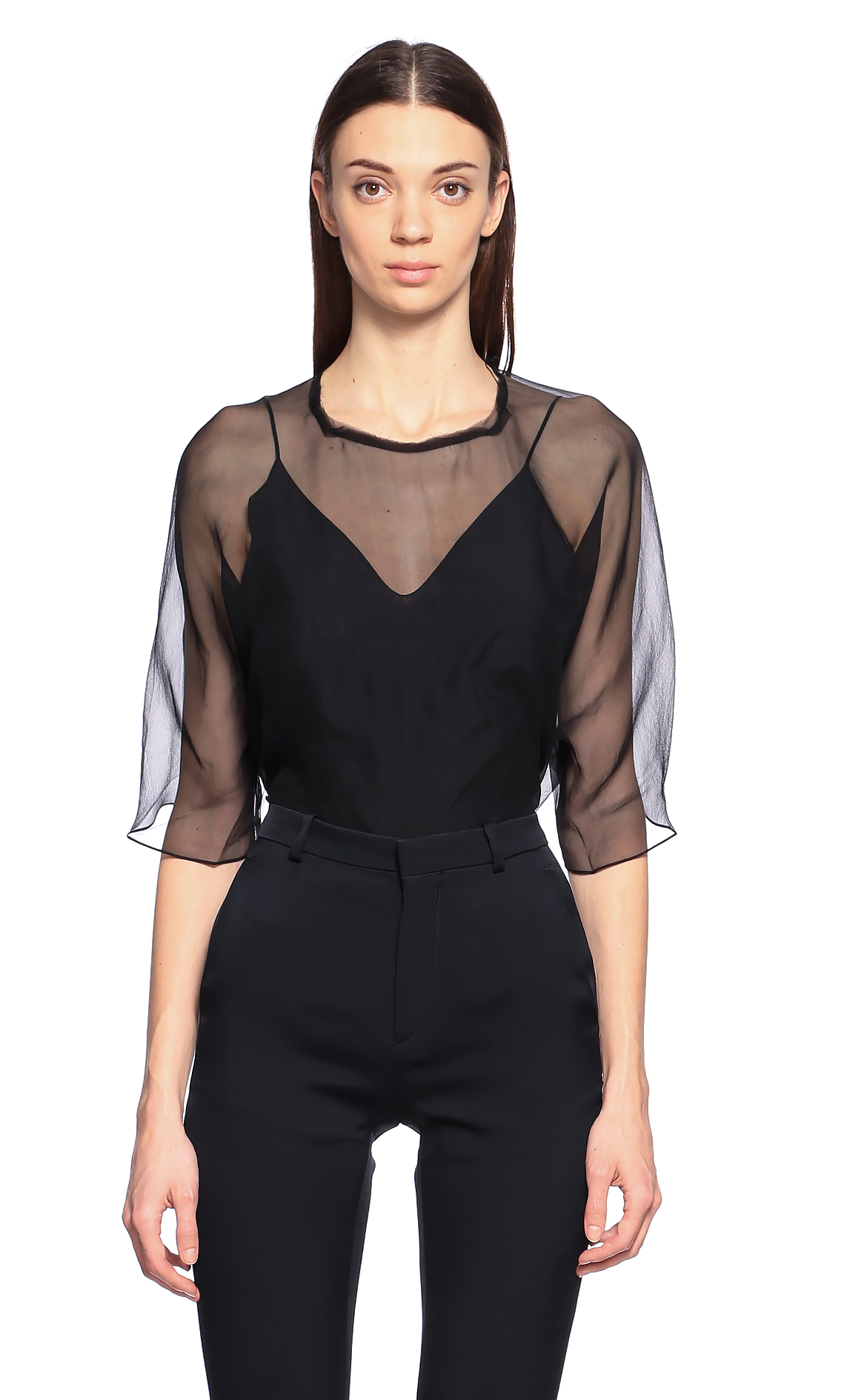 Lanvin-Lanvin Transparan Siyah Bluz