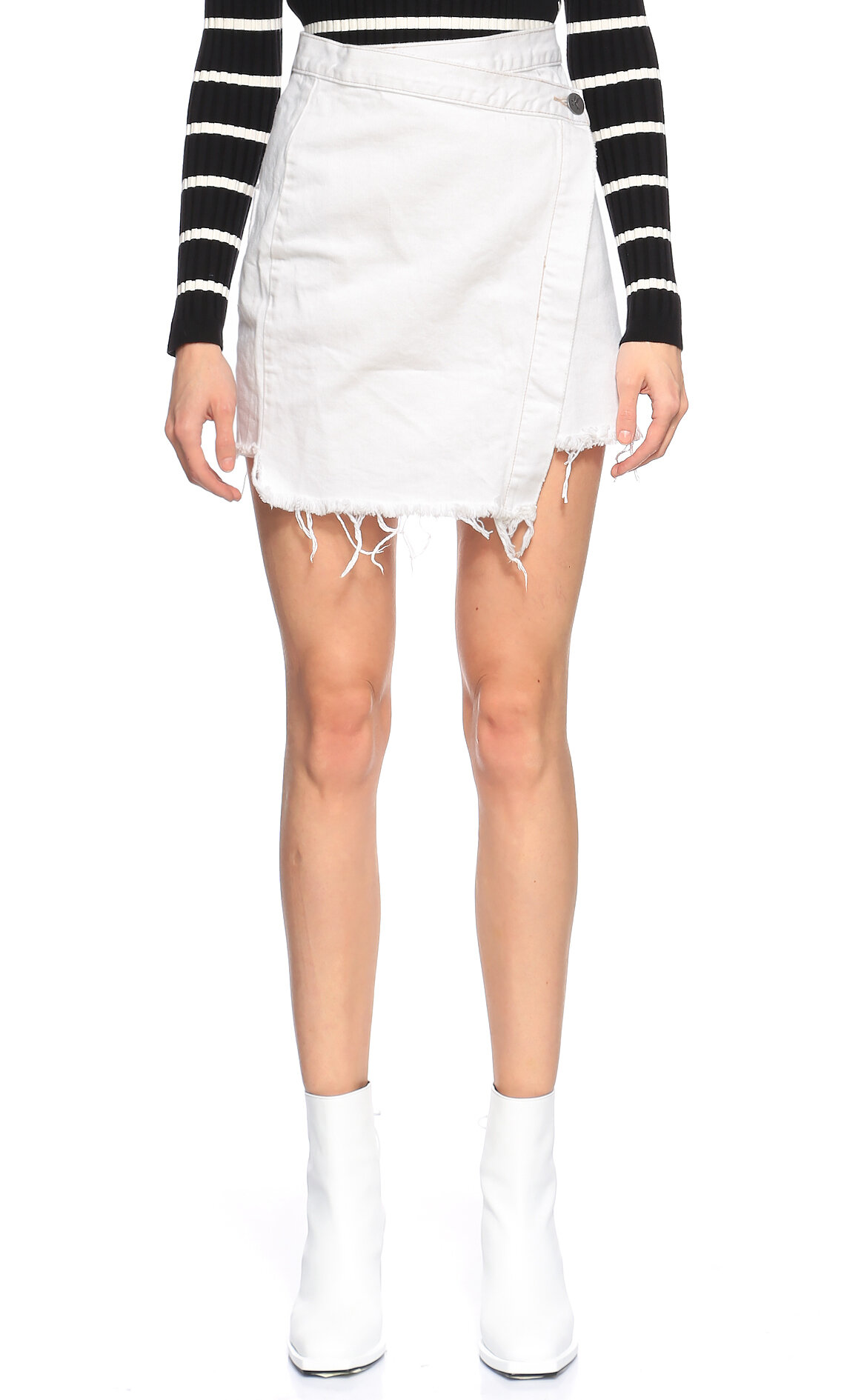 One Teaspoon-One Teaspoon Beyaz Jean Etek