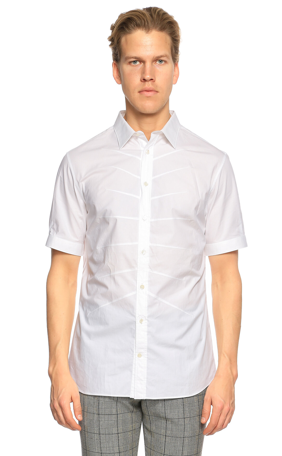 Alexander McQueen-Alexander Mcqueen Kısa Kollu Beyaz Gömlek