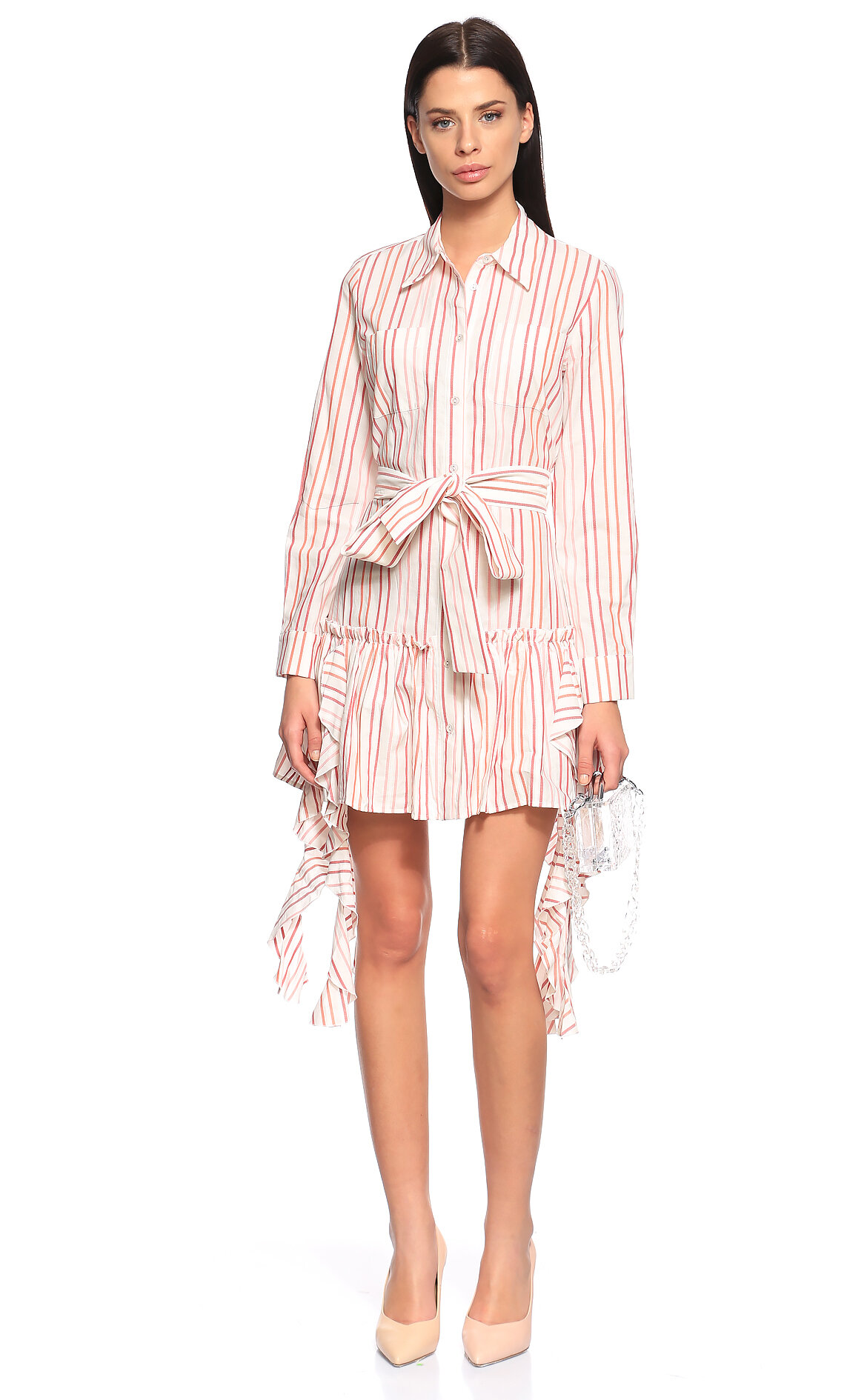 Alexis-Alexis Çizgili Kırmızı Mini Elbise