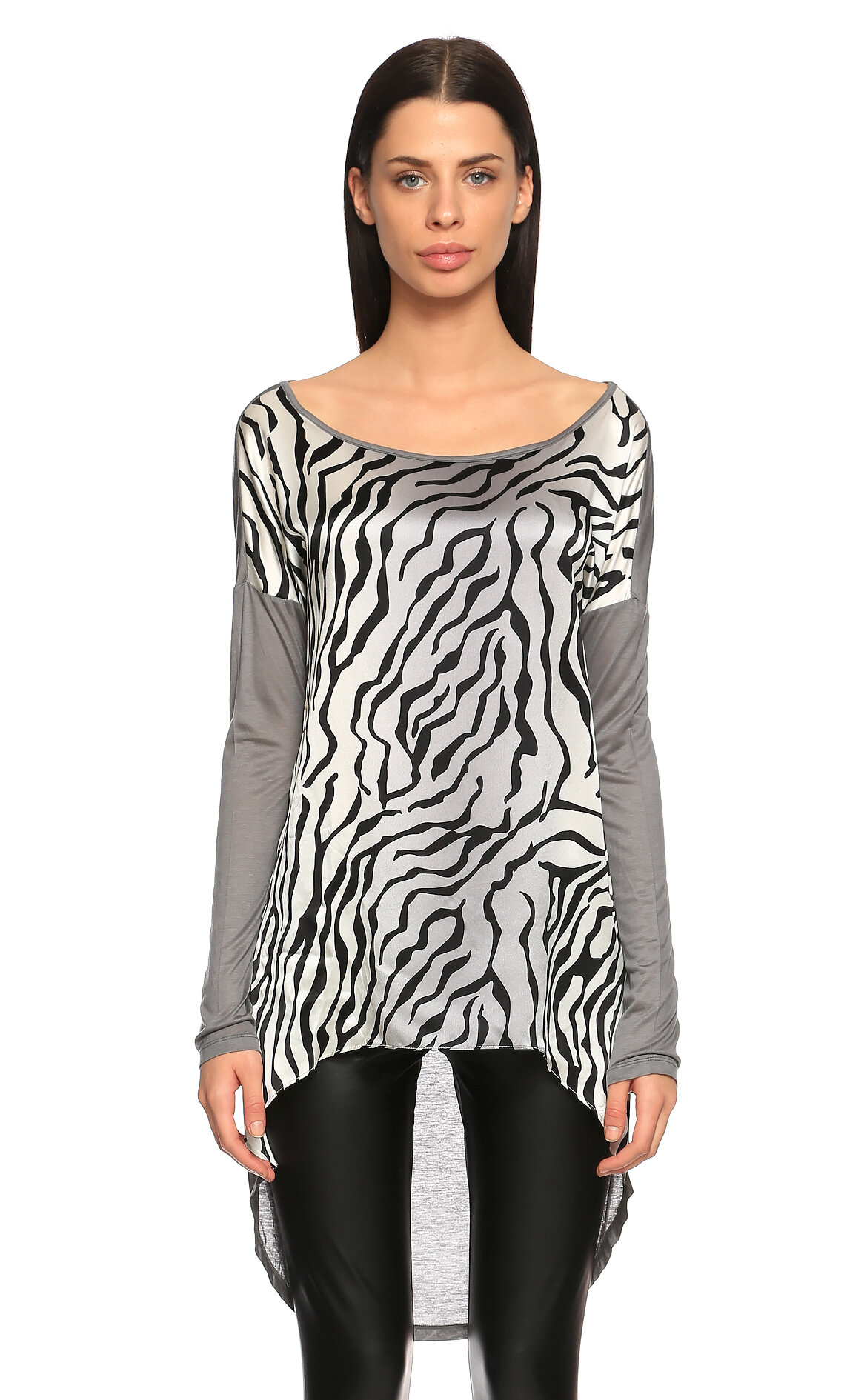 Thomas Wylde-Thomas Wylde Zebra Desenli Gri T-Shirt