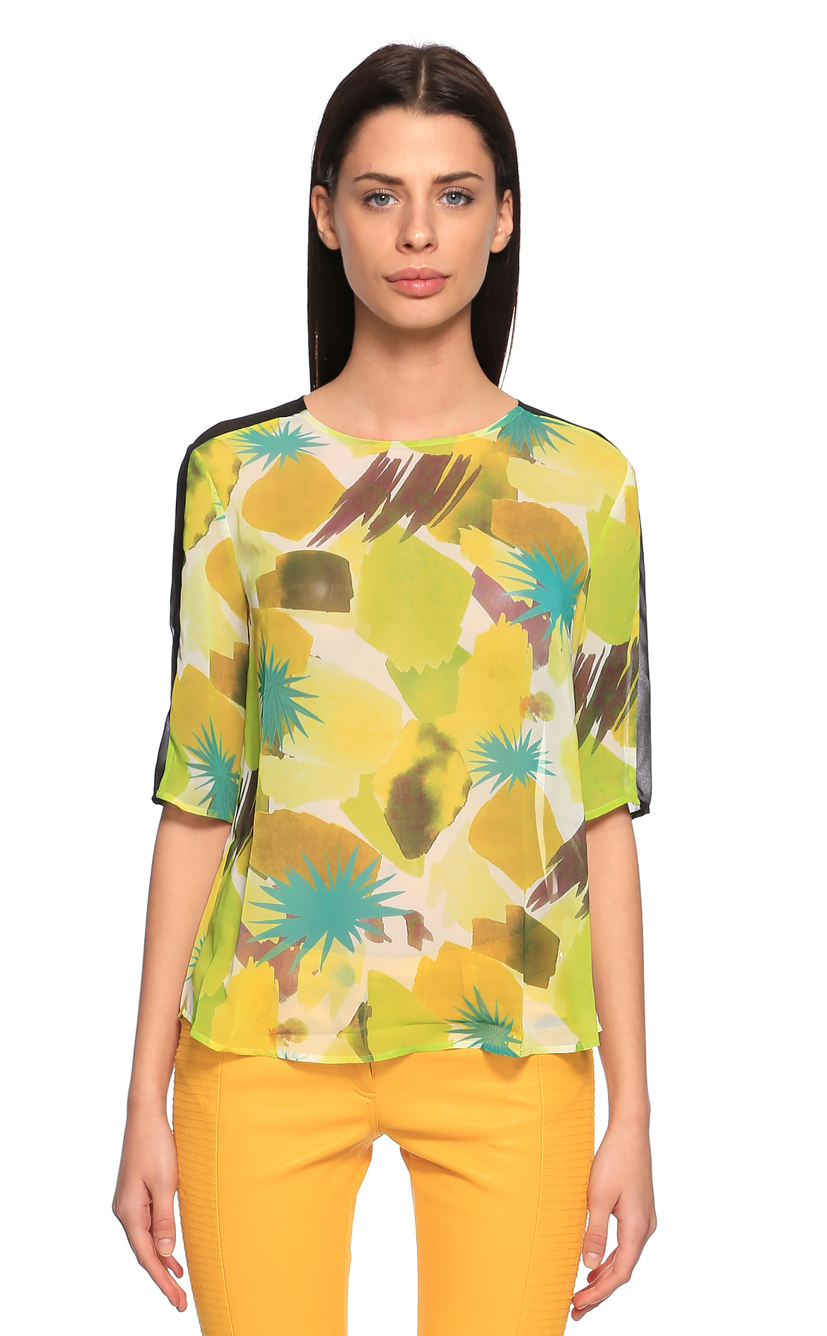 Karl Lagerfeld-Karl Lagerfeld Karma Desen Yeşil Bluz