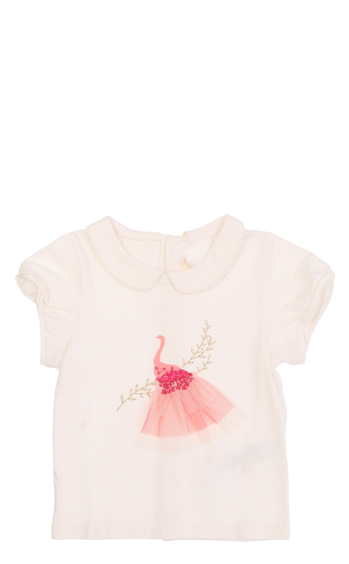 BillieBlush-BillieBlush Kız Bebek Bebe Yaka Beyaz T-Shirt