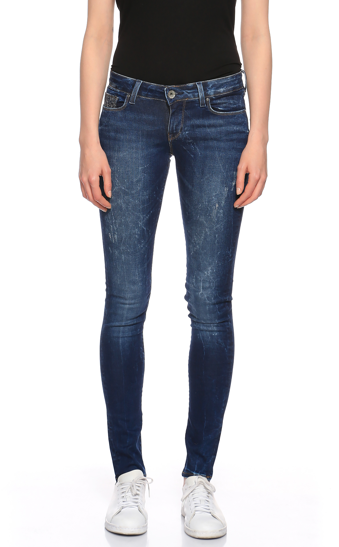 Guess-Guess Skinny Lacivert - Denim Pantolon