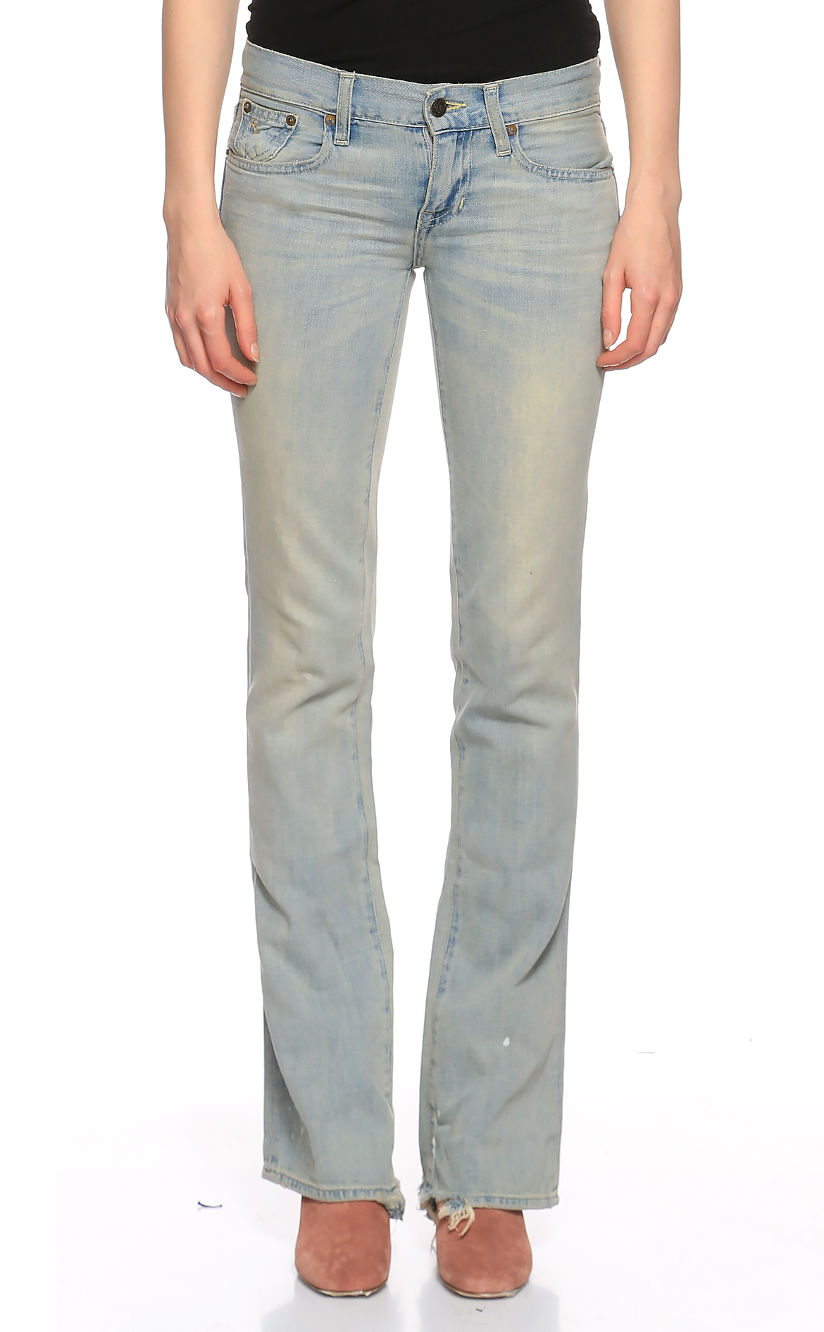Ralph Lauren Blue Label-Ralph Lauren Blue Label Geniş Paçalı Mavi Jean Pantolon
