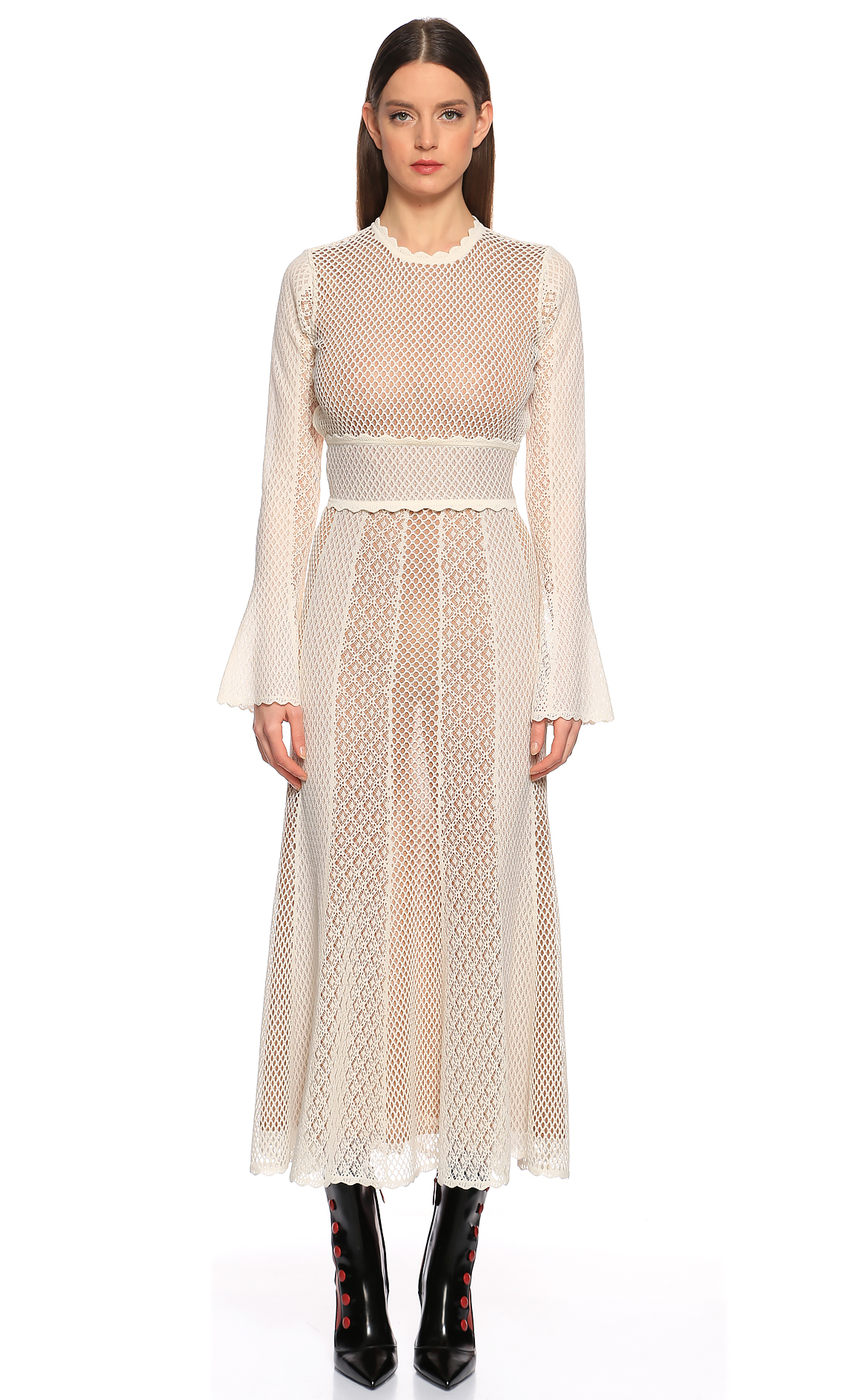 Alexander McQueen-Alexander McQueen Krem Rengi Uzun Elbise