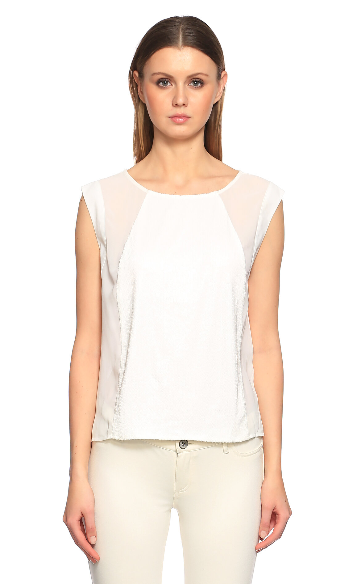 Guess-Guess Kolsuz Beyaz T-Shirt