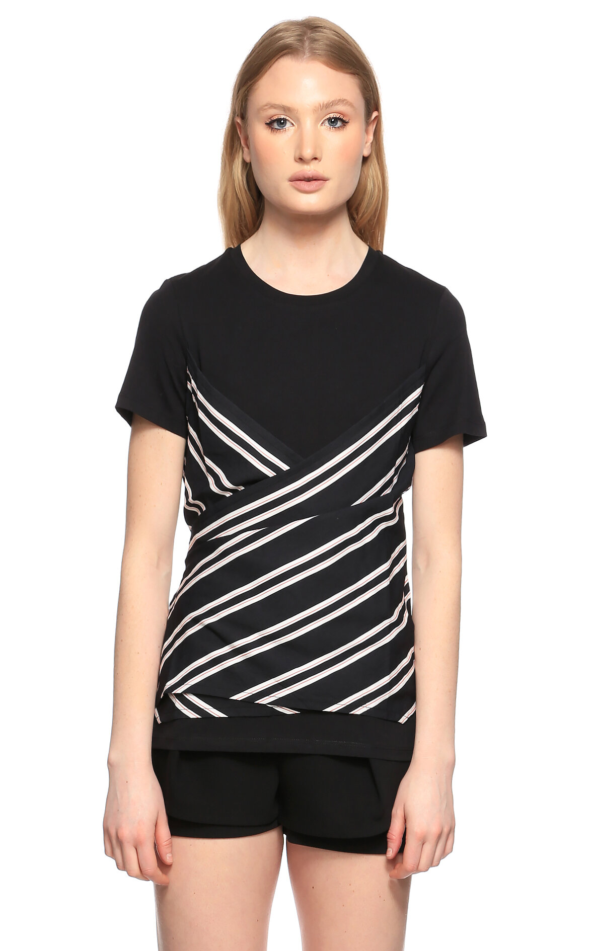 Maje-Maje Çizgili Siyah T-Shirt