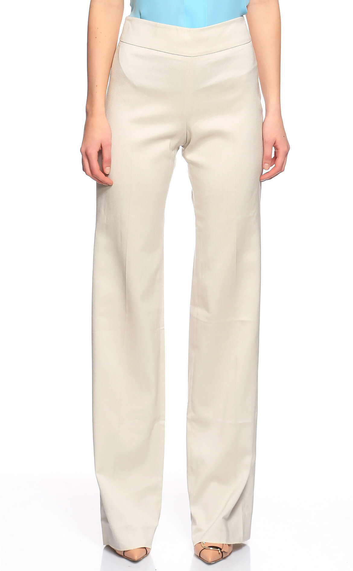 Armani Collezioni-Armani Collezioni Geniş Kesim Bej Pantolon