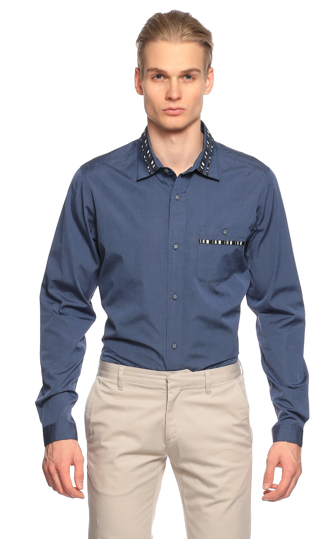 White Mountaineering-White Mountaineering Lacivert Gömlek