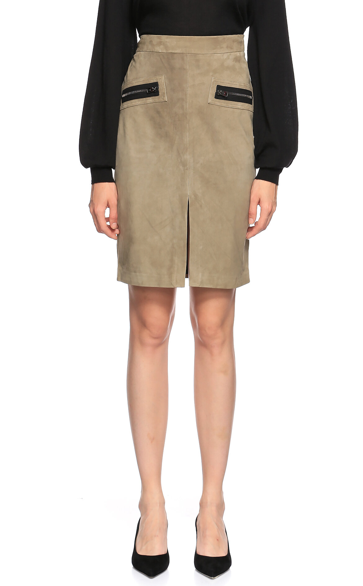 Tom Ford Kadın Gri Deri Etek TFDGCL689LEX040IG100-GREY - Brandroom