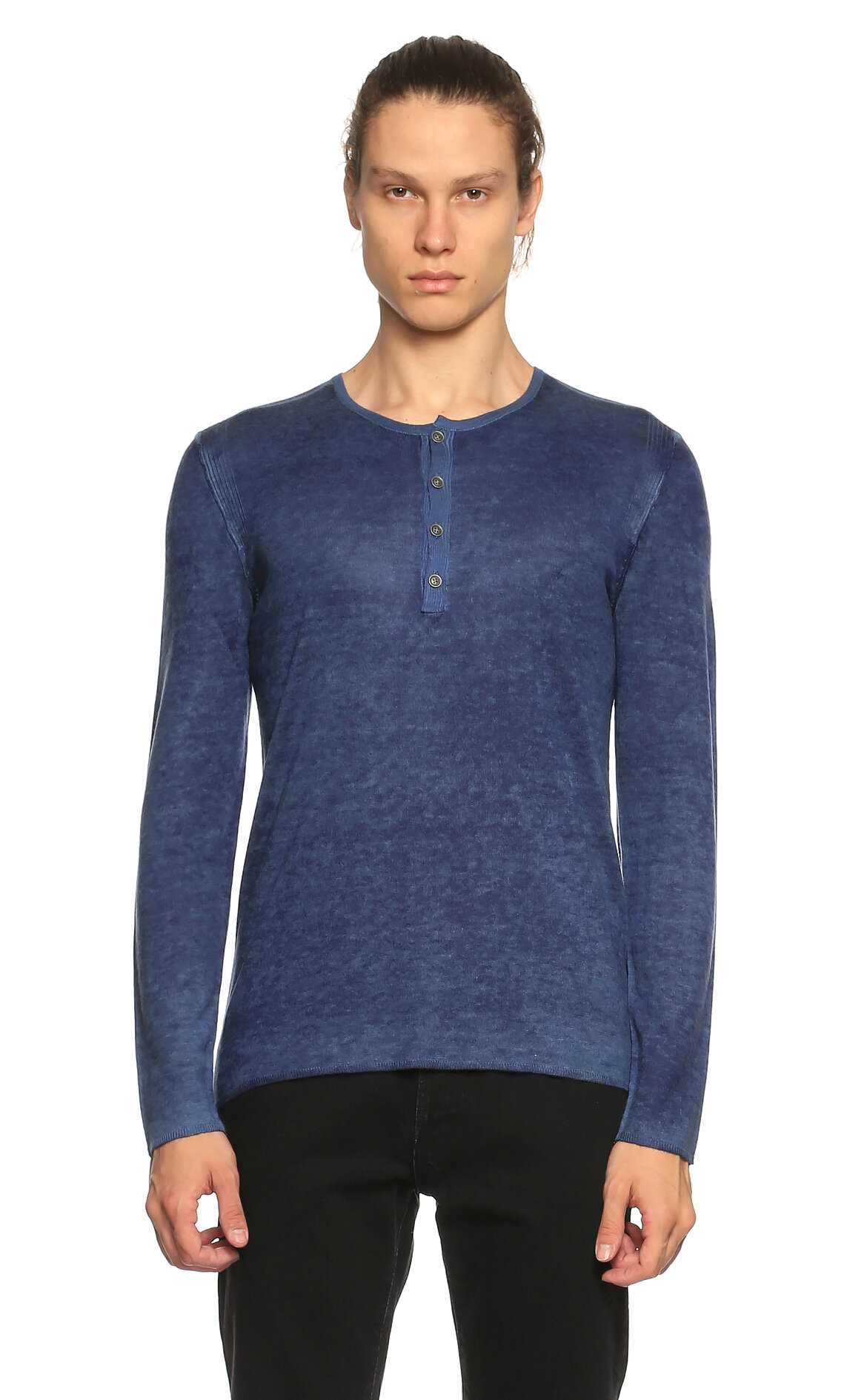 John Varvatos-John Varvatos Mavi Triko