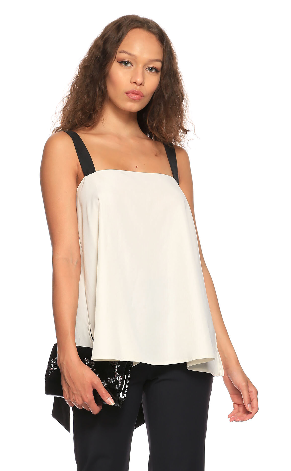 Bande Noir-Bande Noir Kolsuz Beyaz-Siyah Bluz