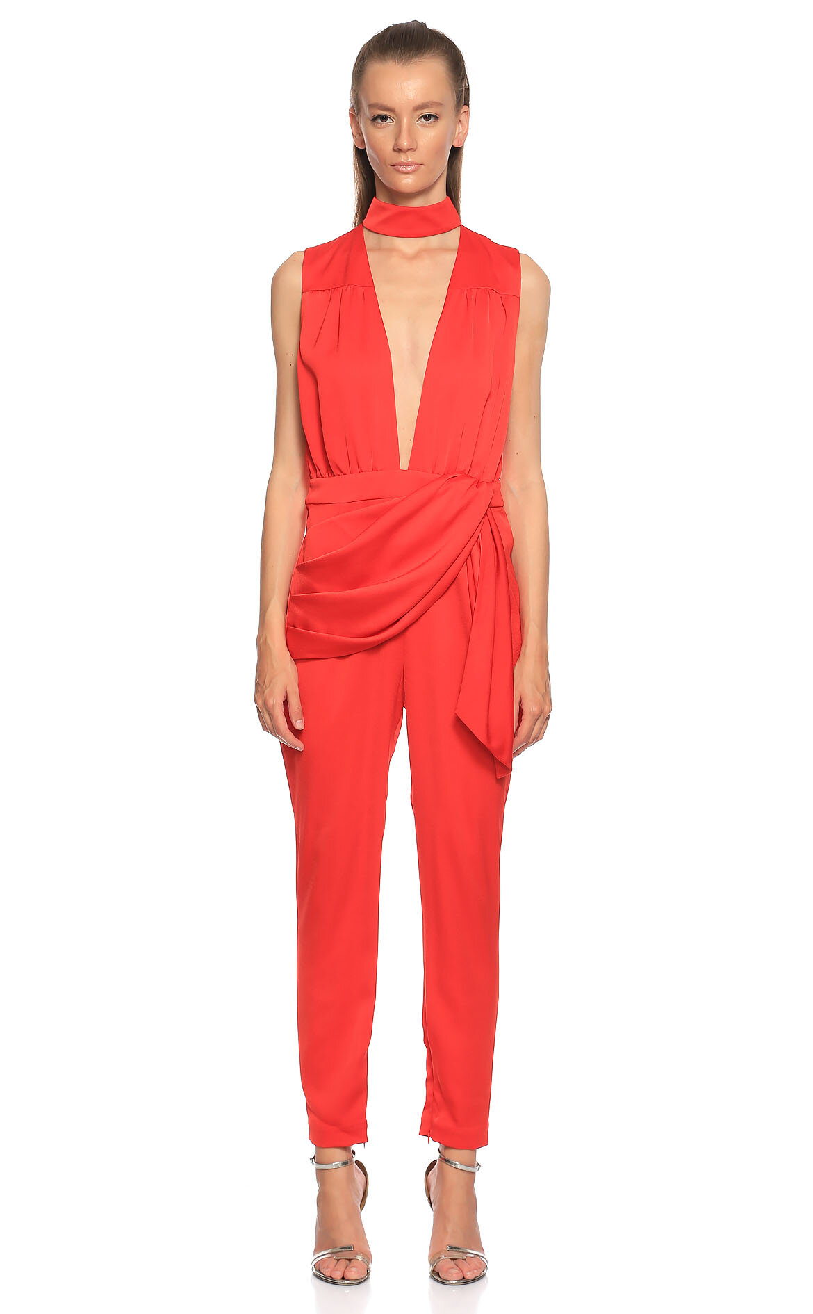 Misha-Misha Dekolteli Kırmızı Tulum