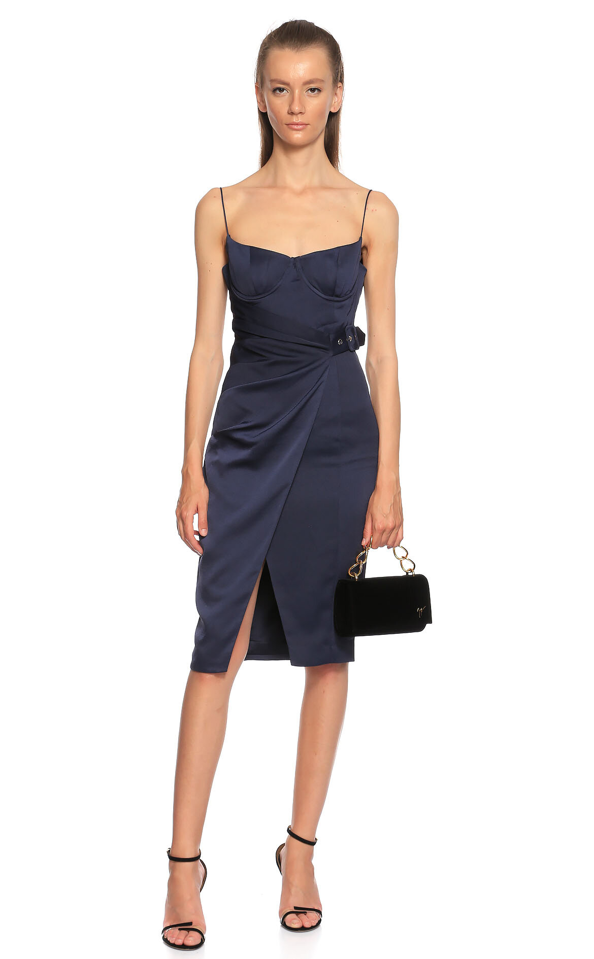 Misha-Misha Askılı Lacivert Elbise