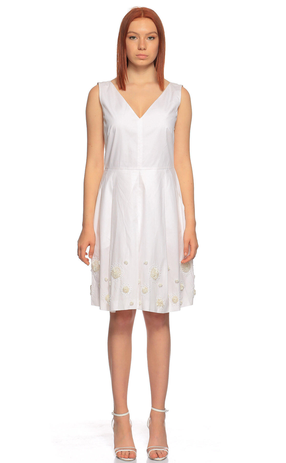 Philosophy Ferretti-Philosophy Ferretti V Yaka Beyaz Elbise