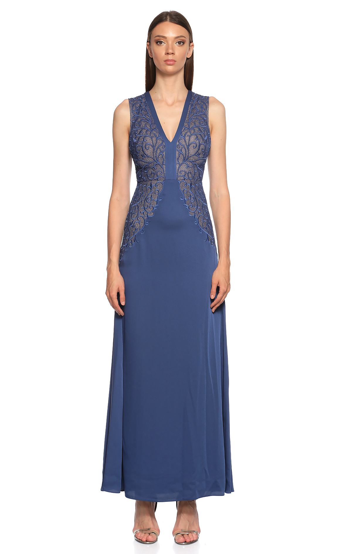 BCBG MAX AZRIA-BCBG MAX AZRIA Mavi Gece Elbisesi