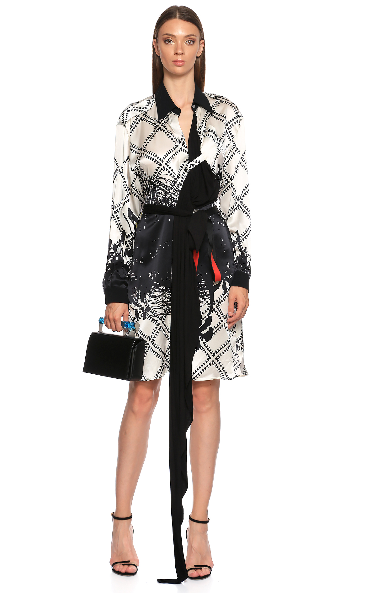 Preen-Preen Karma Desen Siyah Beyaz Elbise