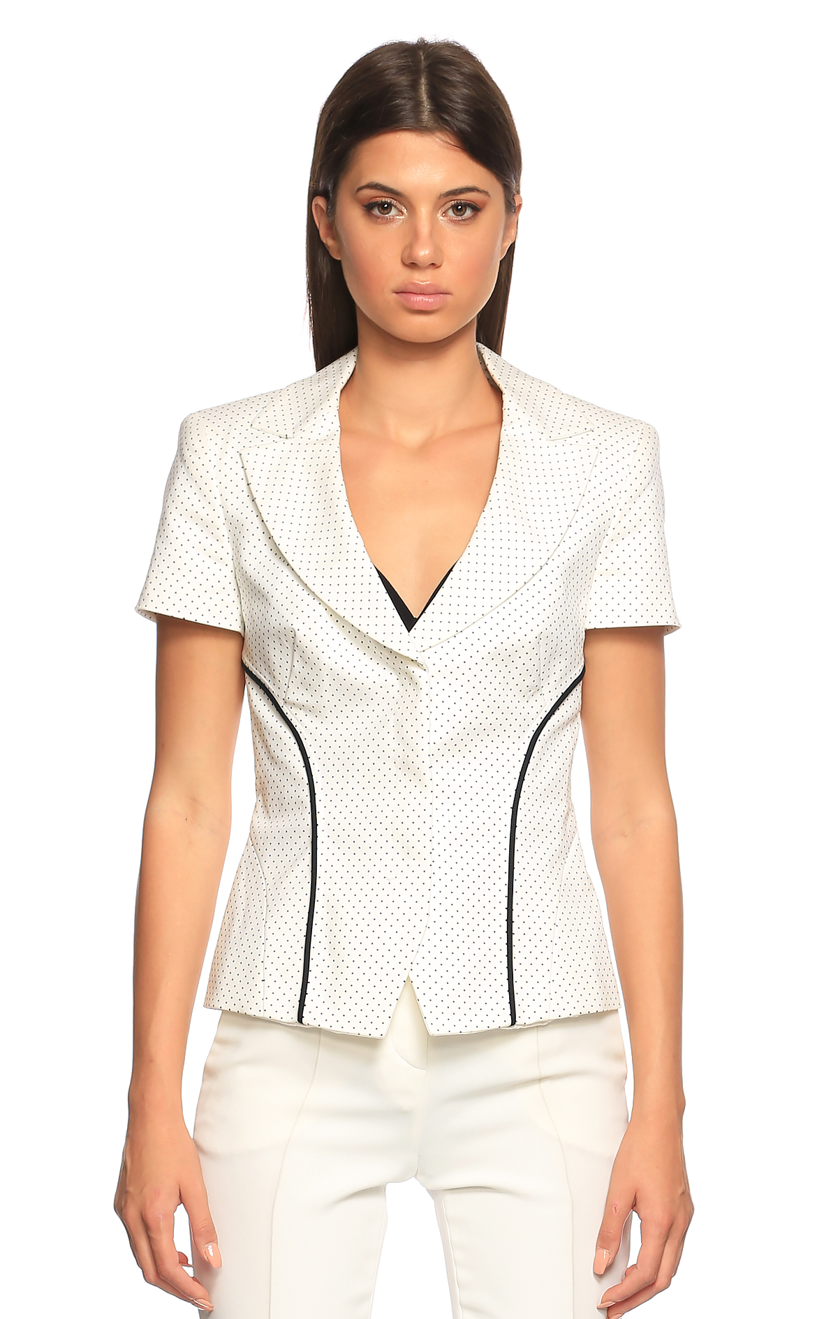 Versace-Versace Puantiyeli Kısa Kollu Beyaz Ceket