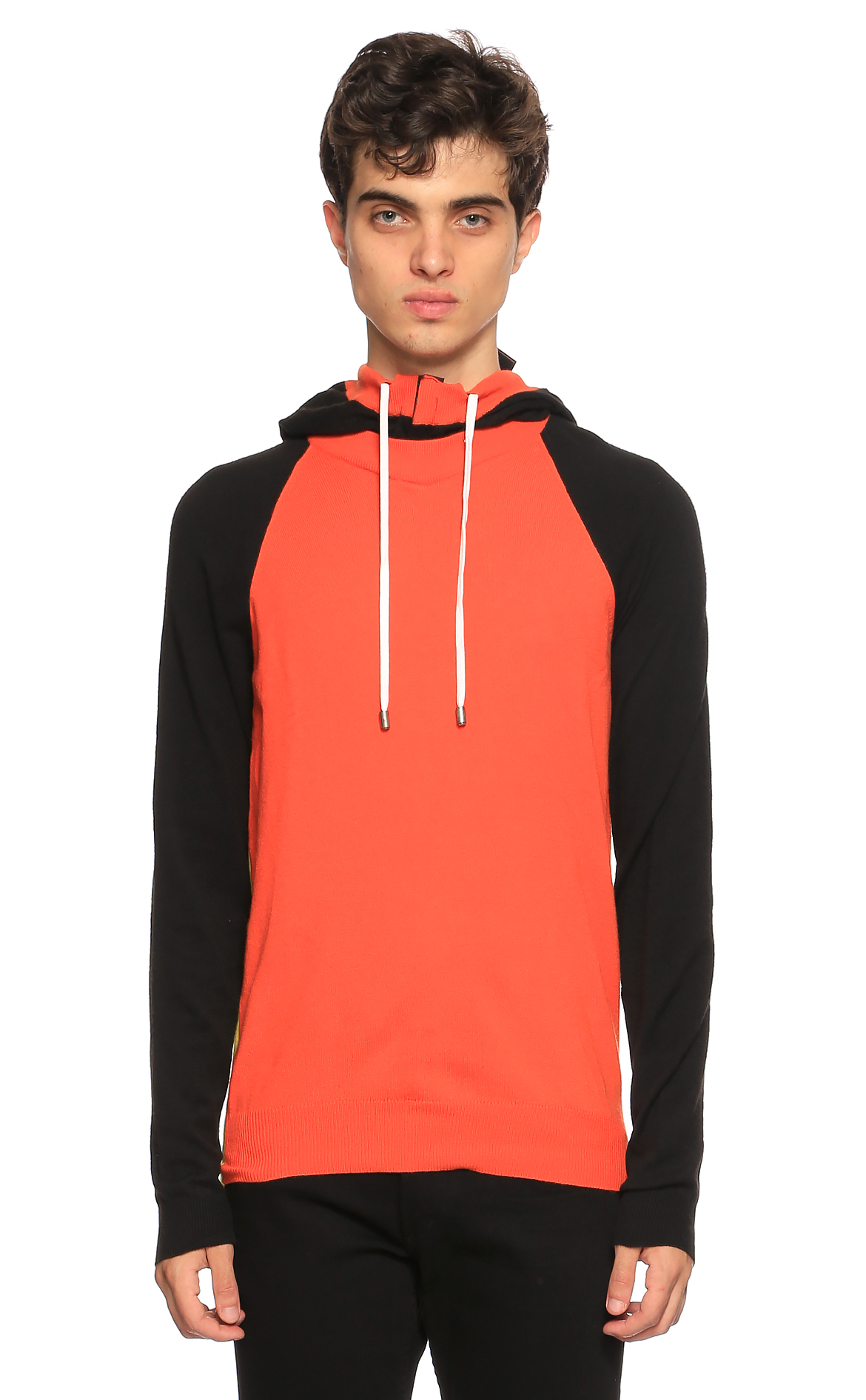 GF Ferre-Gf Ferre Kapüşonlu Turuncu Siyah Triko