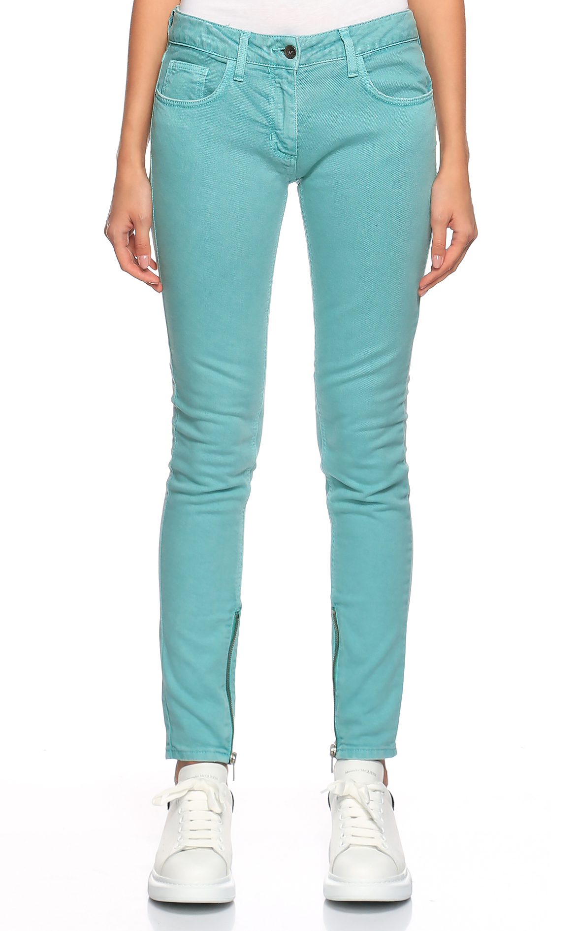 Sandro-Sandro Paçası Fermuarlı Mint Jean Pantolon