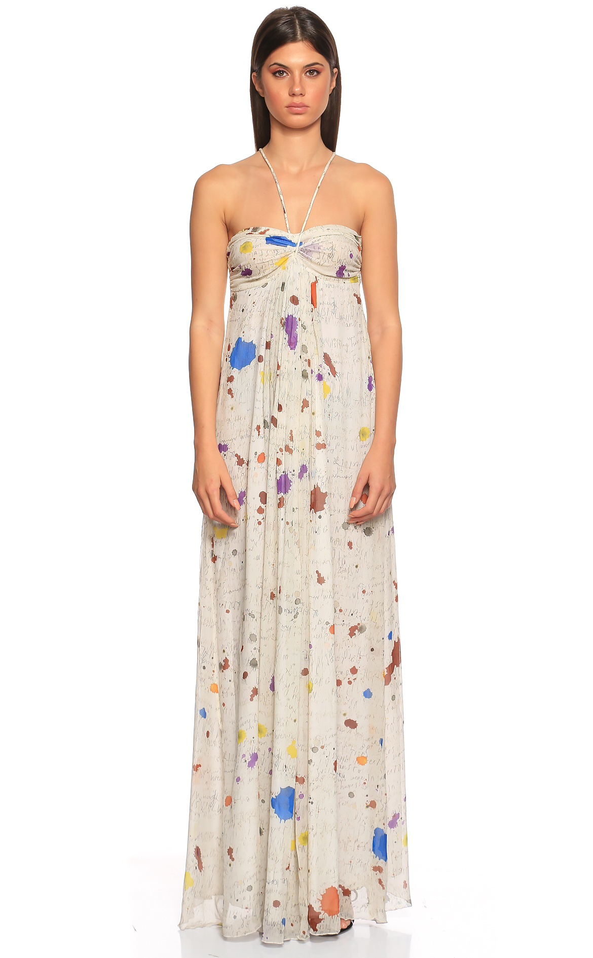 Iceberg-Iceberg Desenli Uzun Gri Elbise