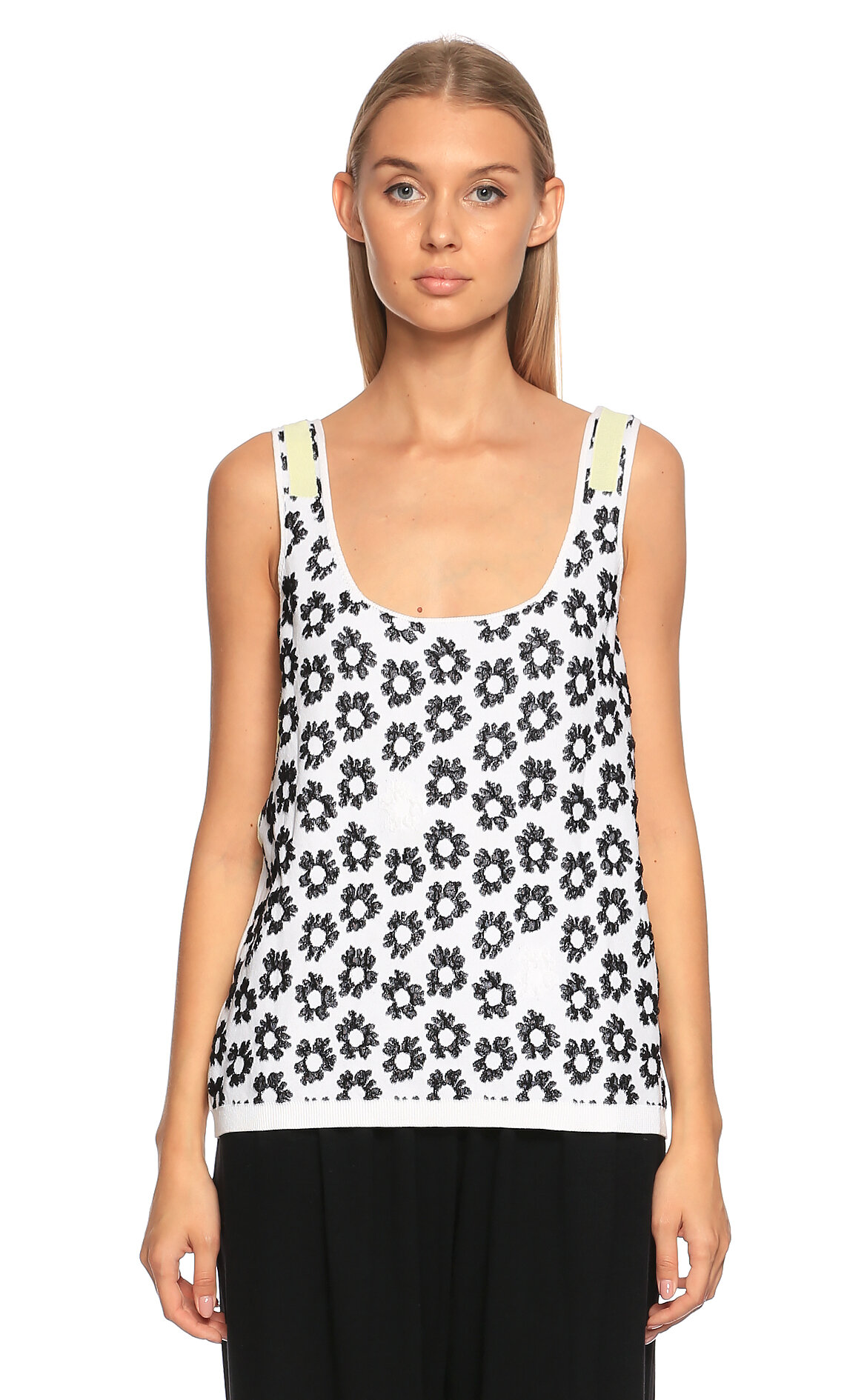 Sonia Rykiel-Sonia Rykiel Çiçek Desenli Siyah Beyaz Bluz