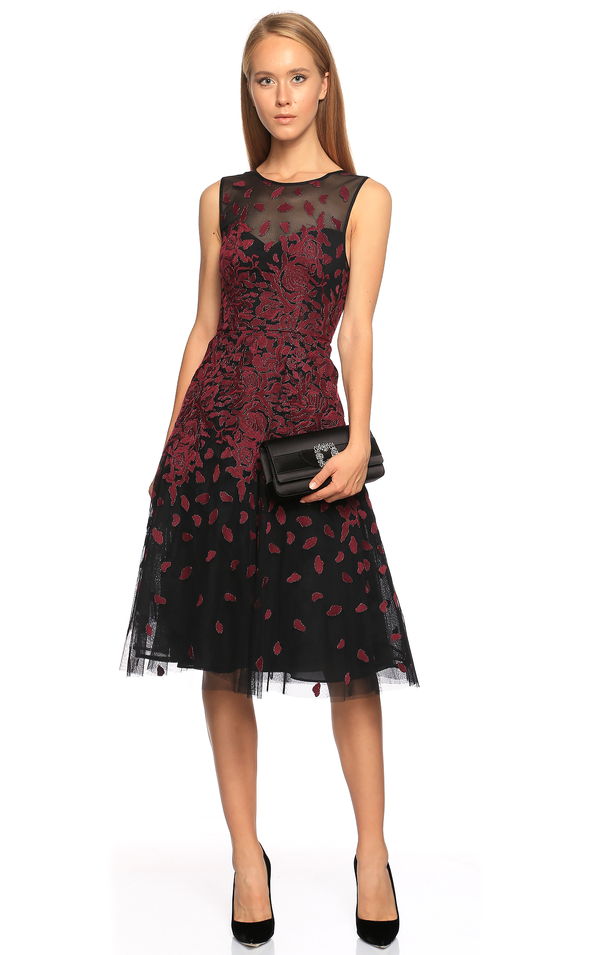 BCBG MAX AZRIA-BCBG MAX AZRIA Bordo Gece Elbisesi