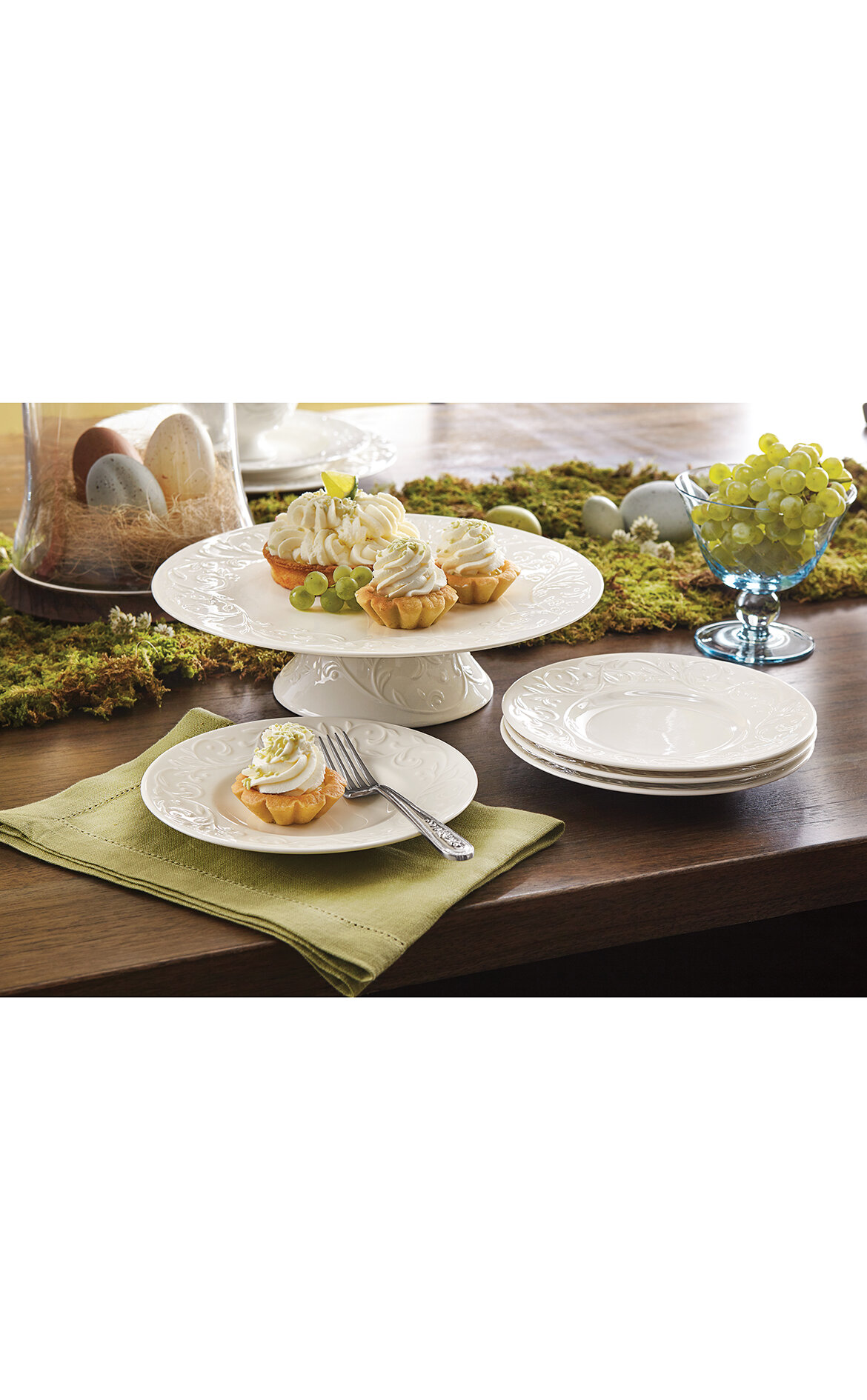 Lenox-Lenox Opal Innocence Carved Düz Tabak, 4'lü Set, 18 cm