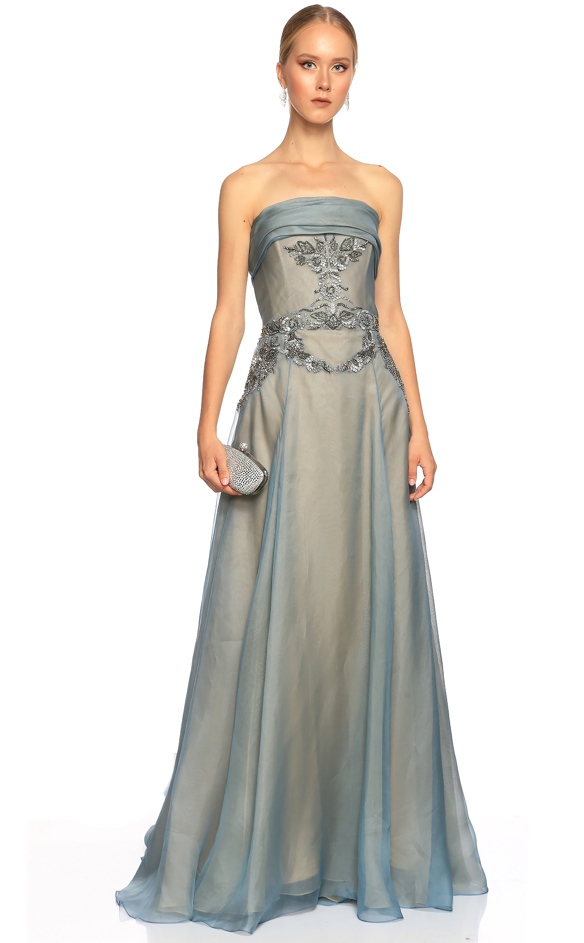 Reem Acra-Reem Acra Mavi Gece Elbisesi