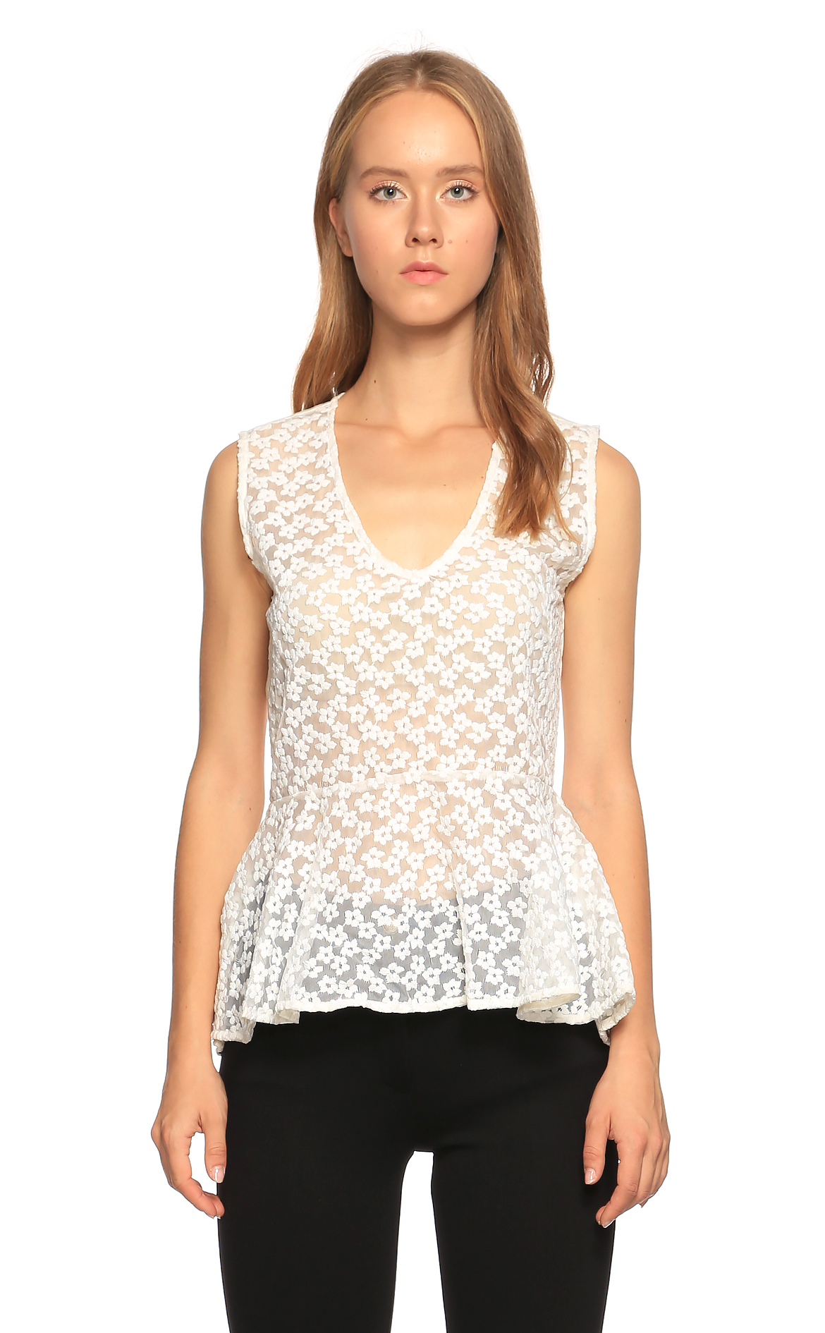 Maje-Maje Dantel Detaylı Beyaz Bluz