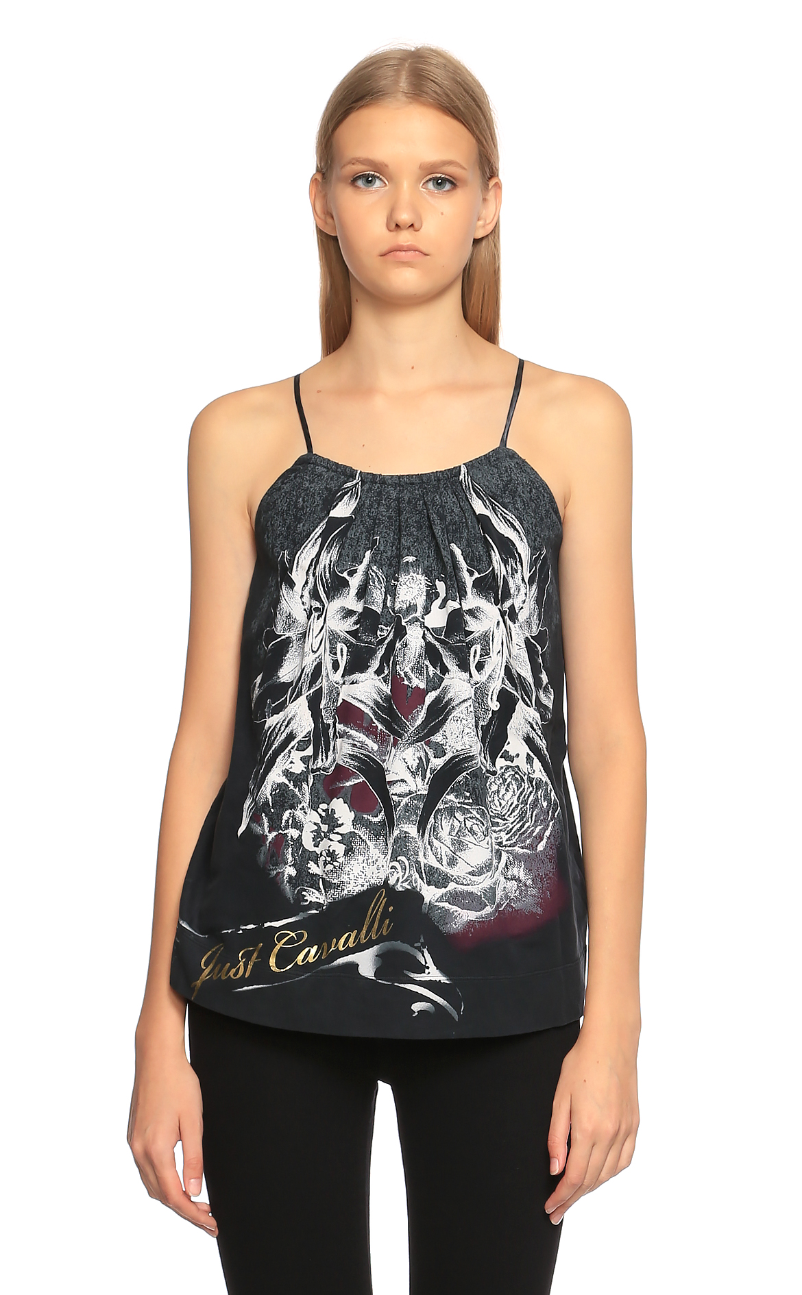 Just Cavalli-Just Cavalli Karma Desen İnce Askılı Bluz