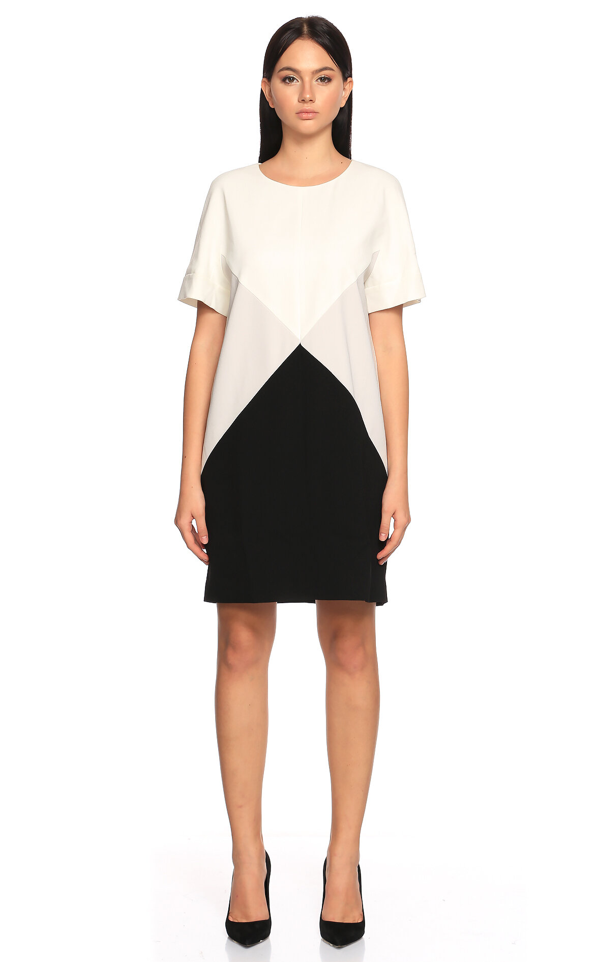 Paule Ka-Paule Ka Kısa Kollu Siyah Beyaz Elbise