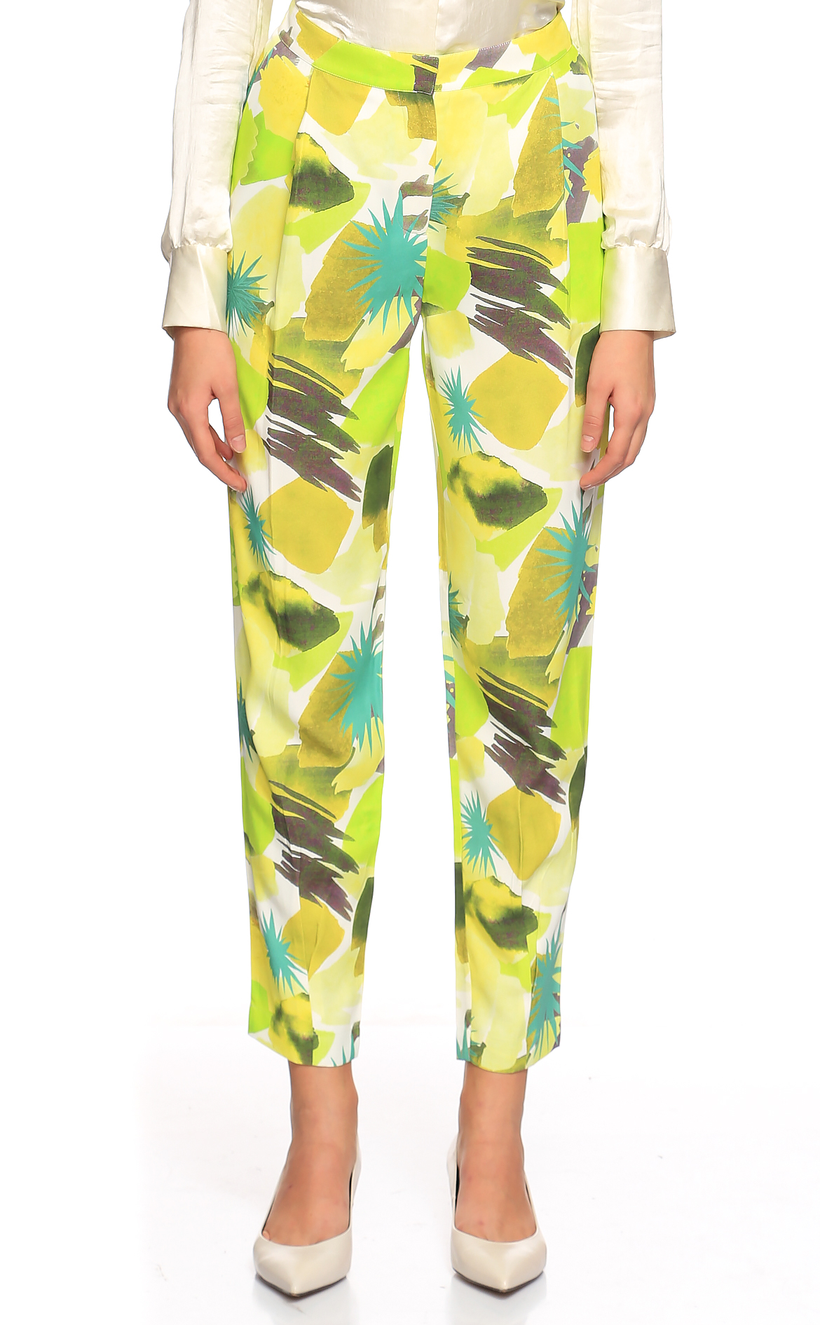 Karl Lagerfeld-Karl Lagerfeld Piliseli Karma Desen Yeşil Pantolon