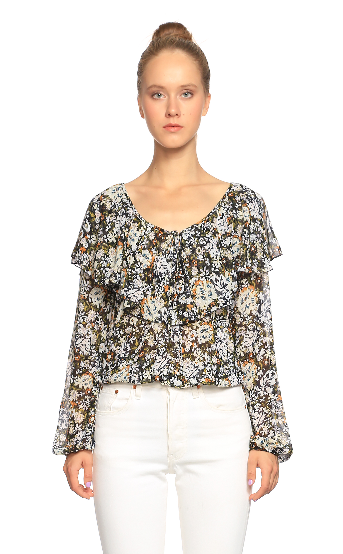 Free People-Free People Çıt Çıtlı Çok Renkli Bluz