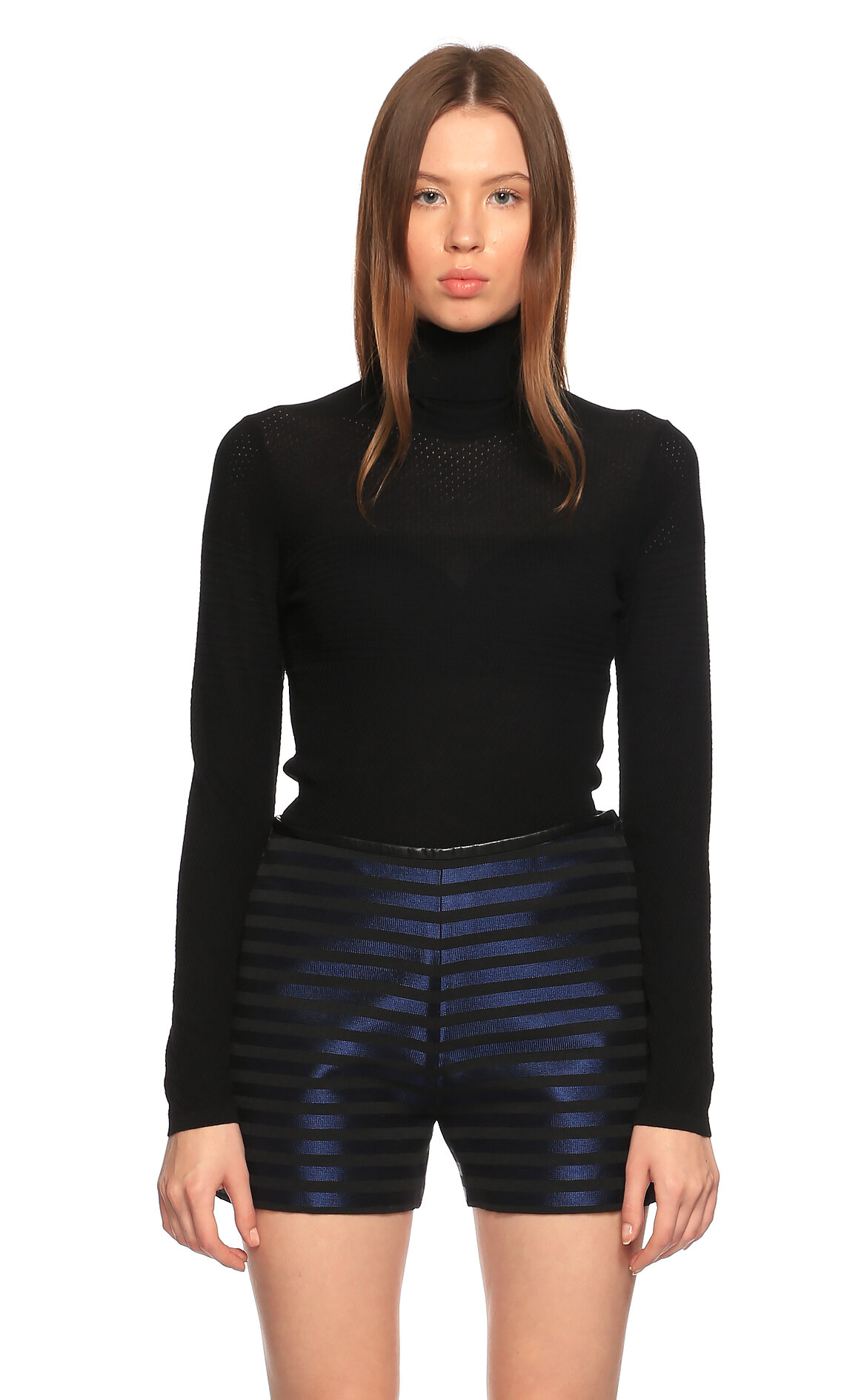 Salvatore Ferragamo-Salvatore Ferragamo Boğazlı Siyah Triko