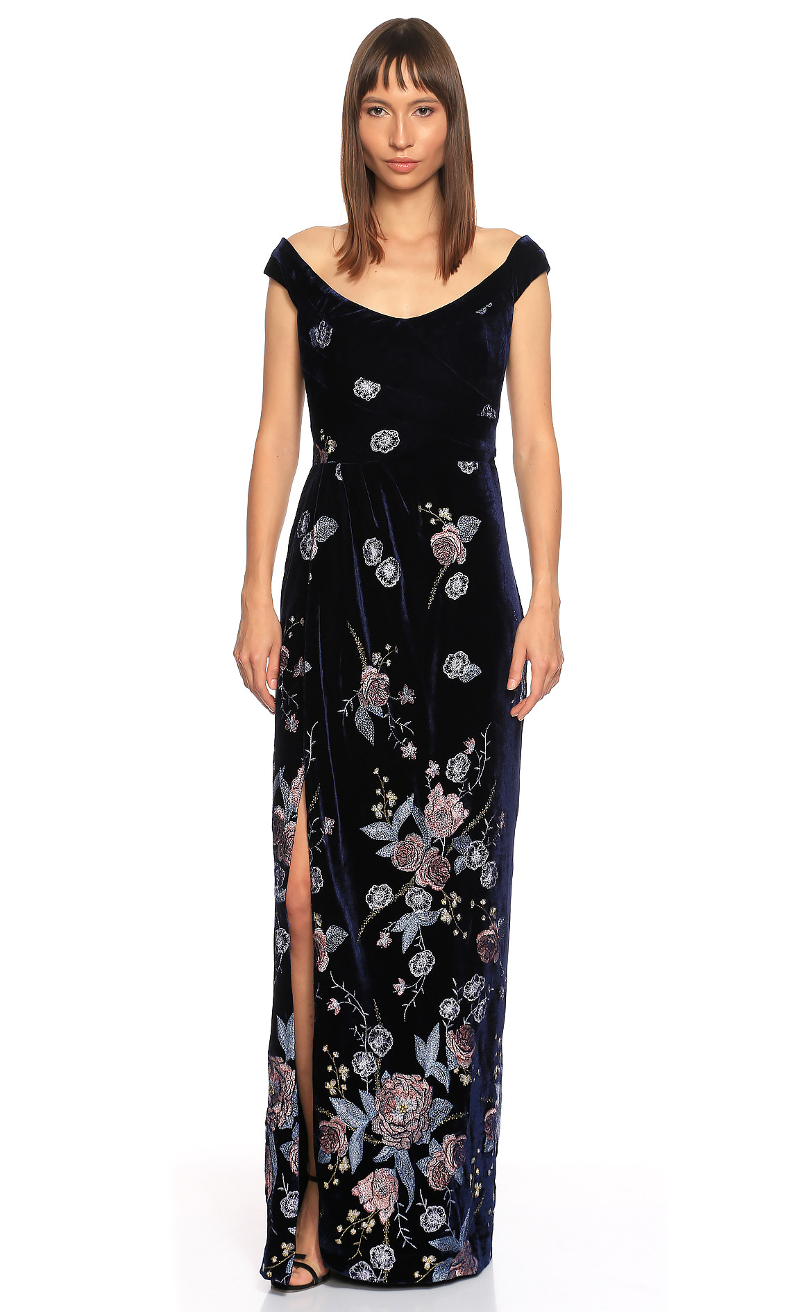 Marchesa Notte-Marchesa Notte Lacivert Gece Elbisesi