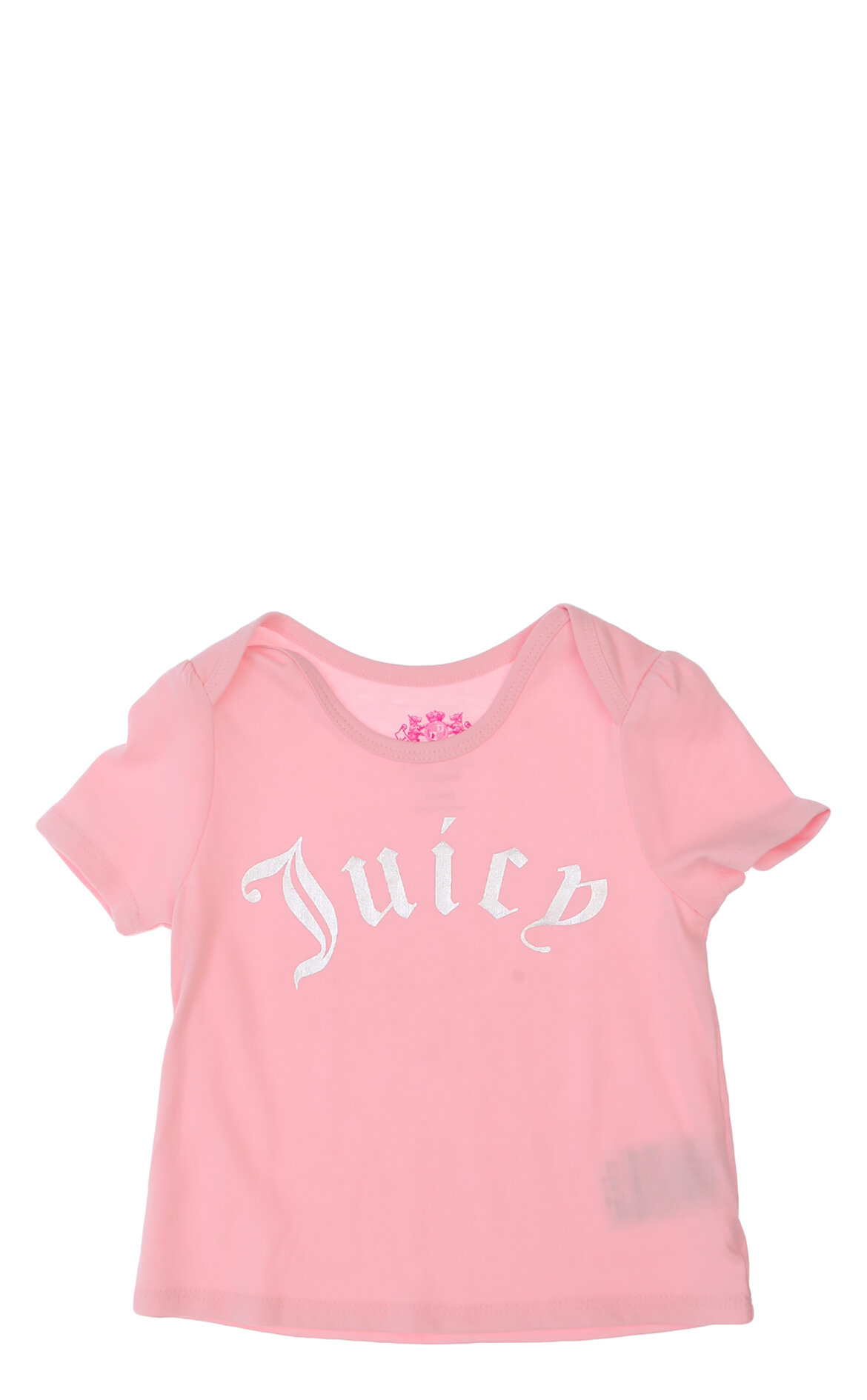 Juicy Couture-Juicy Couture Baskılı Zarf Yaka Pembe T-Shirt
