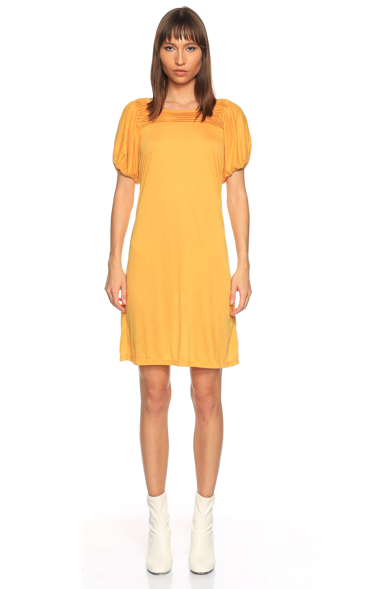 Fornarina Jeans-Fornarina Jeans Diz Üstü Sarı Elbise