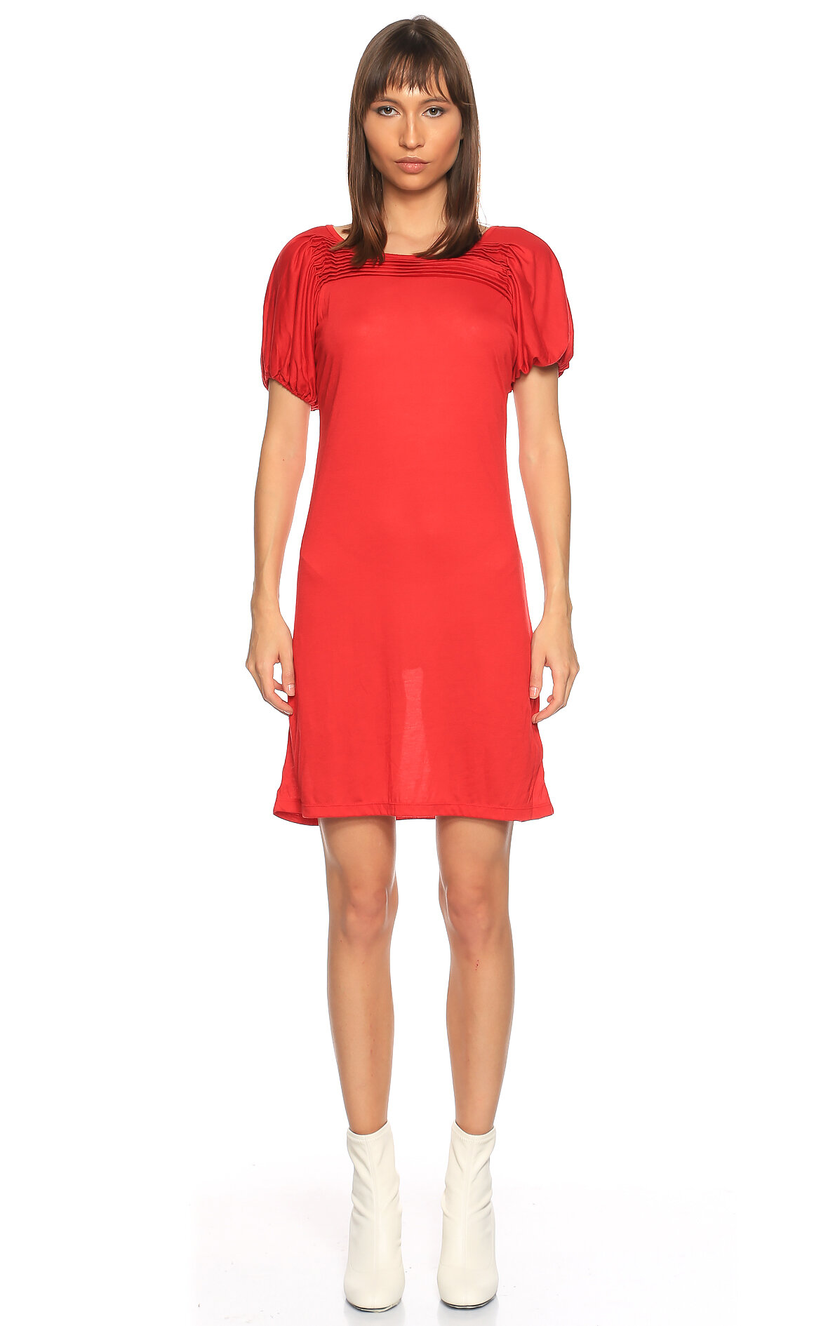 Fornarina Jeans-Fornarina Jeans Diz Üstü Kırmızı Elbise