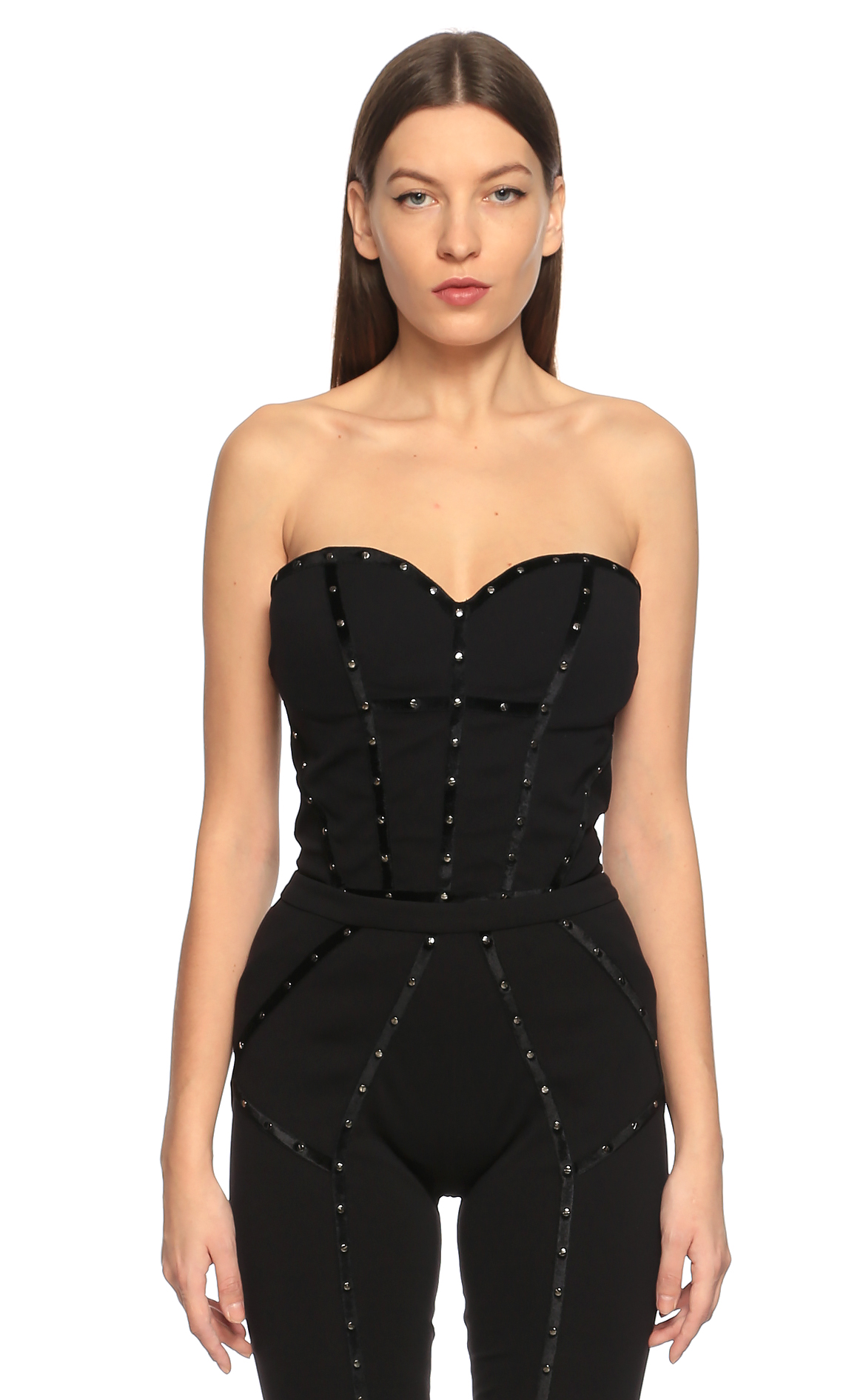 Victor & Rolf-Victor & Rolf Straplez Çıtçıtlı Siyah Top