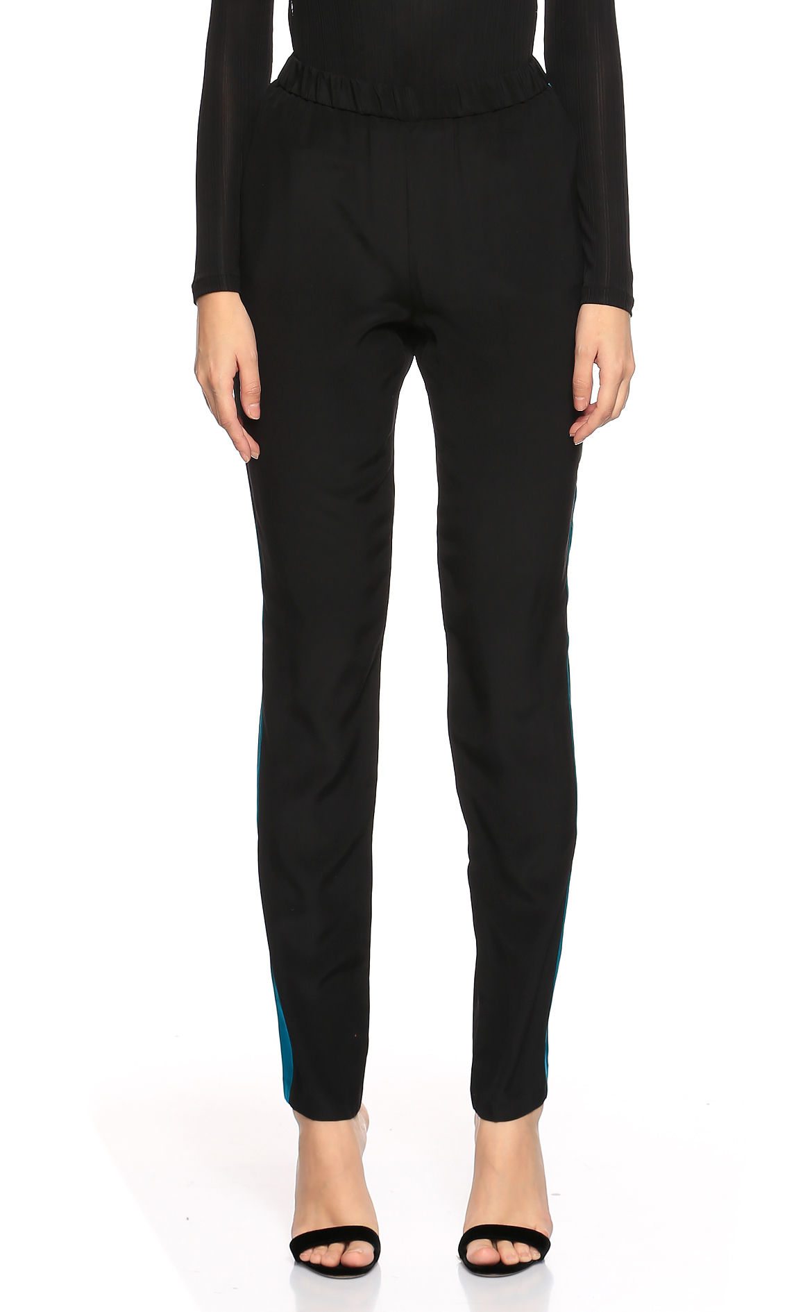 Prabal Gurung-Prabal Gurung Şeritli Siyah Yeşil Pantolon