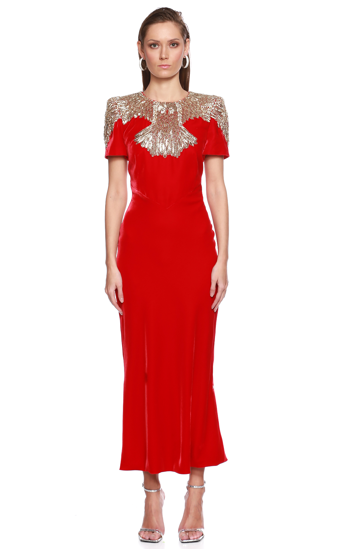 Alexander McQueen-Alexander McQueen Kırmızı Gece Elbisesi