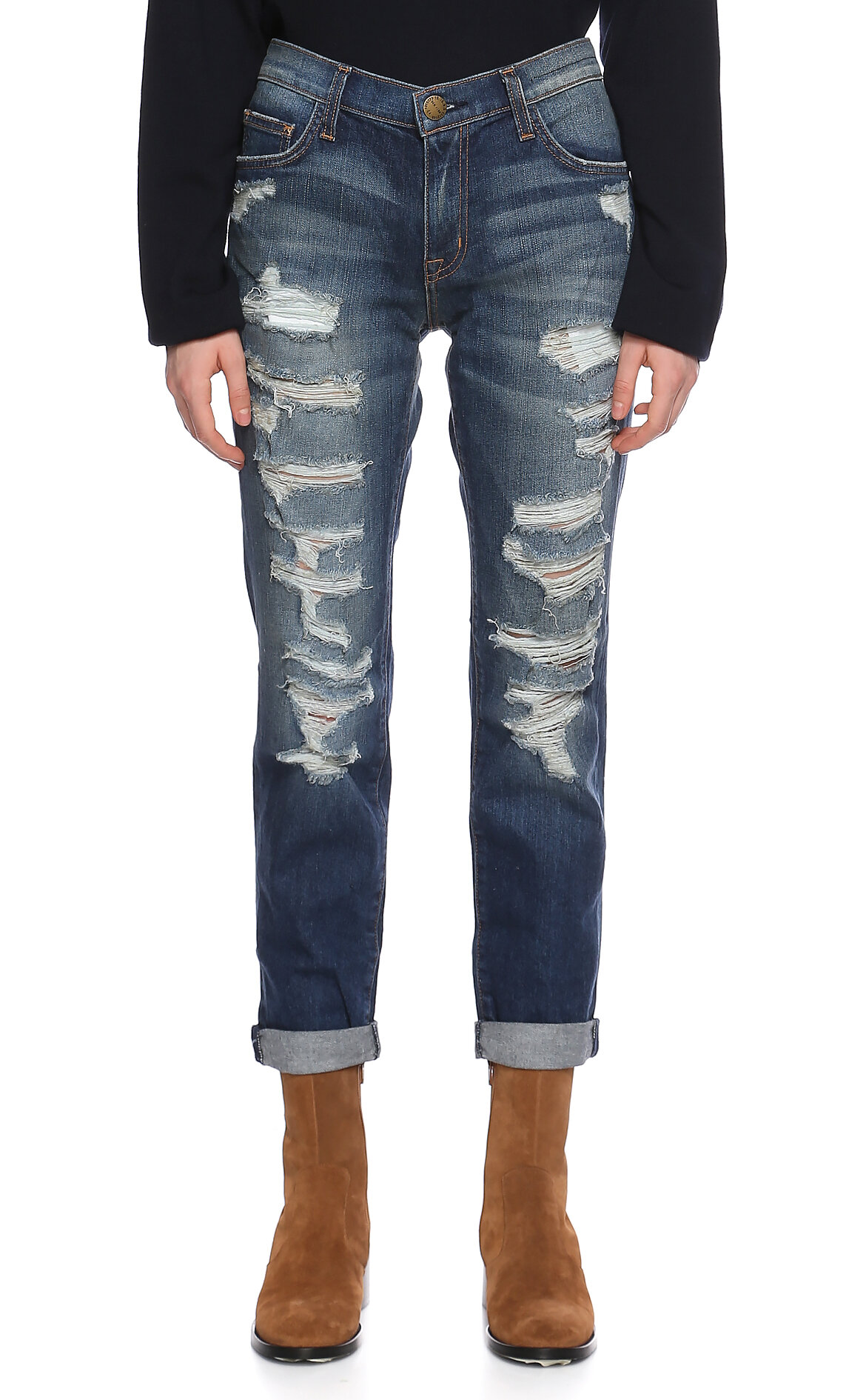 Current Elliot-Current Elliot Yamalı Lacivert Jean Pantolon