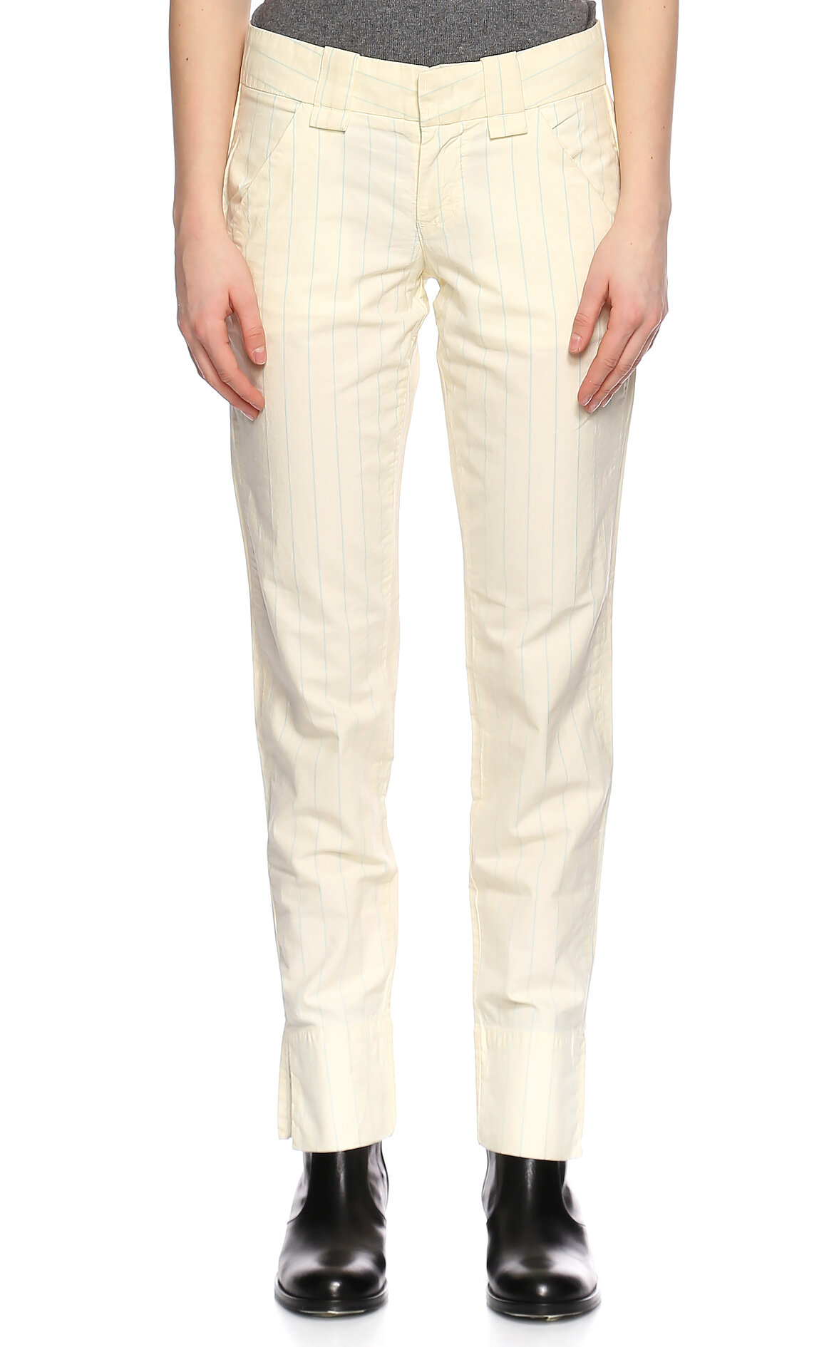 Fornarina Jeans-Fornarina Jeans Çizgili Krem Pantolon