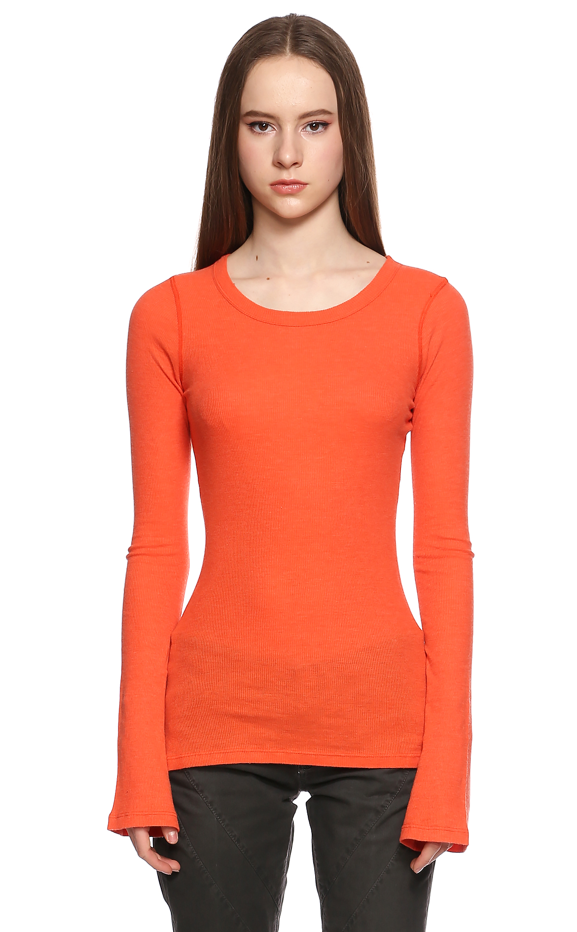 James Perse-James Perse Uzun Kollu Turuncu T-Shirt