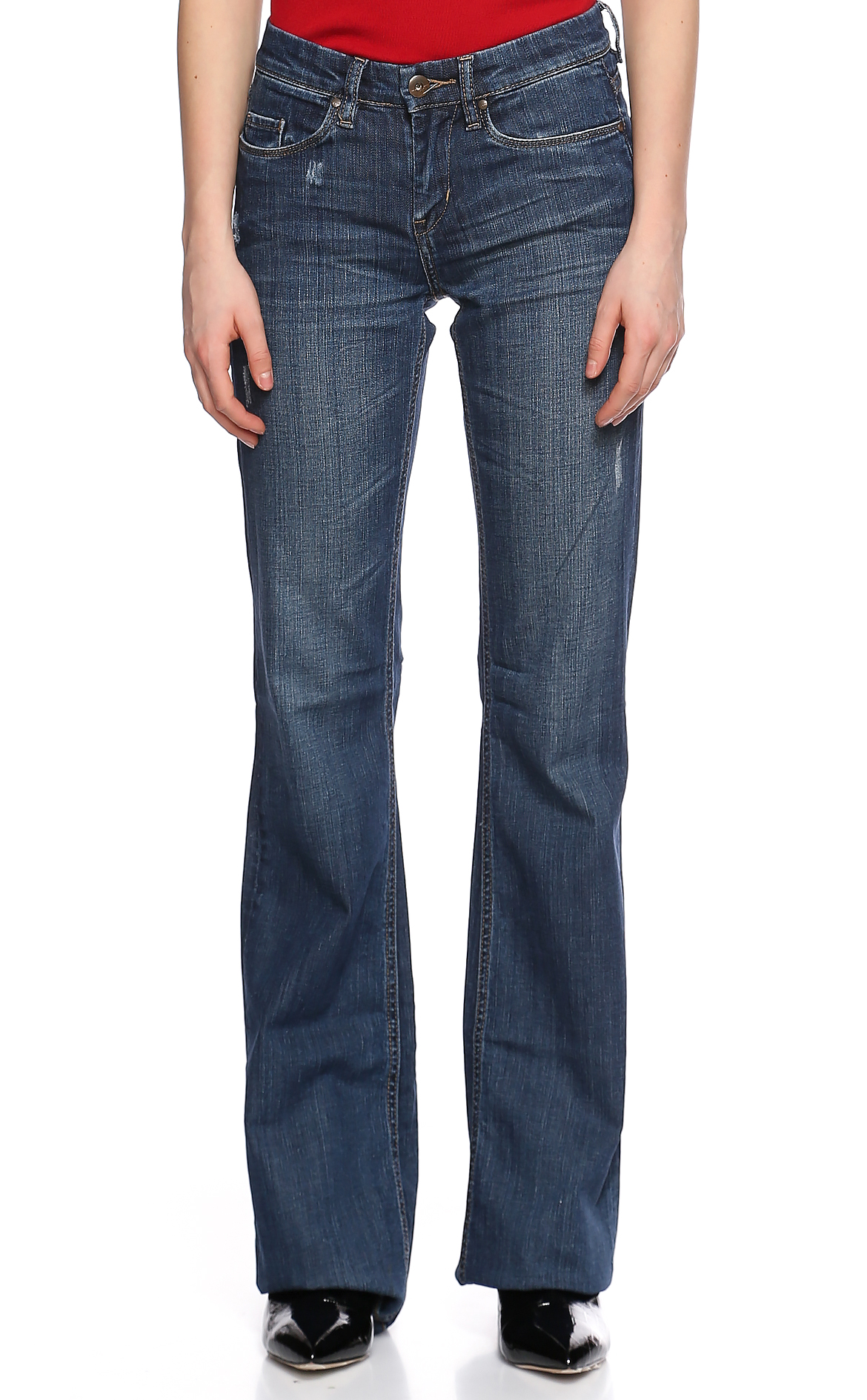 Blank-Blank Geniş Paçalı Mavi Jean Pantolon